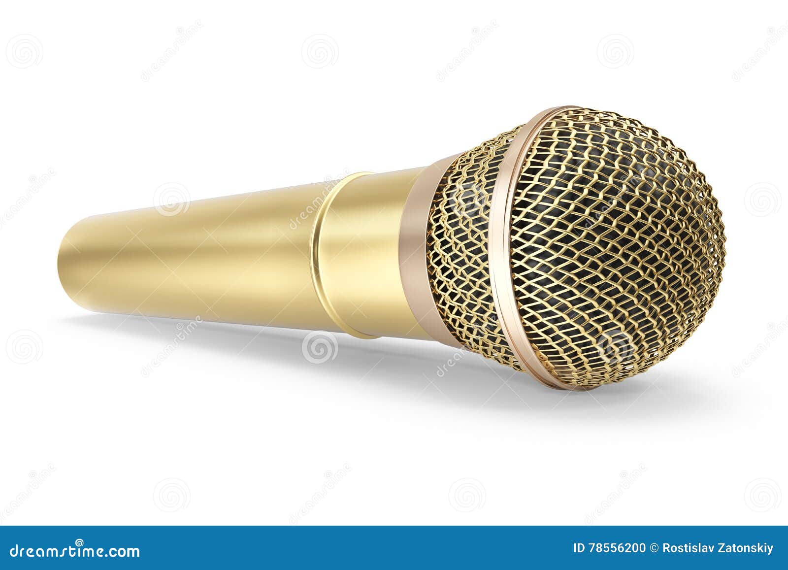 Gold, Prestigious Wireless Microphone Isolated On White Background. 3d ...