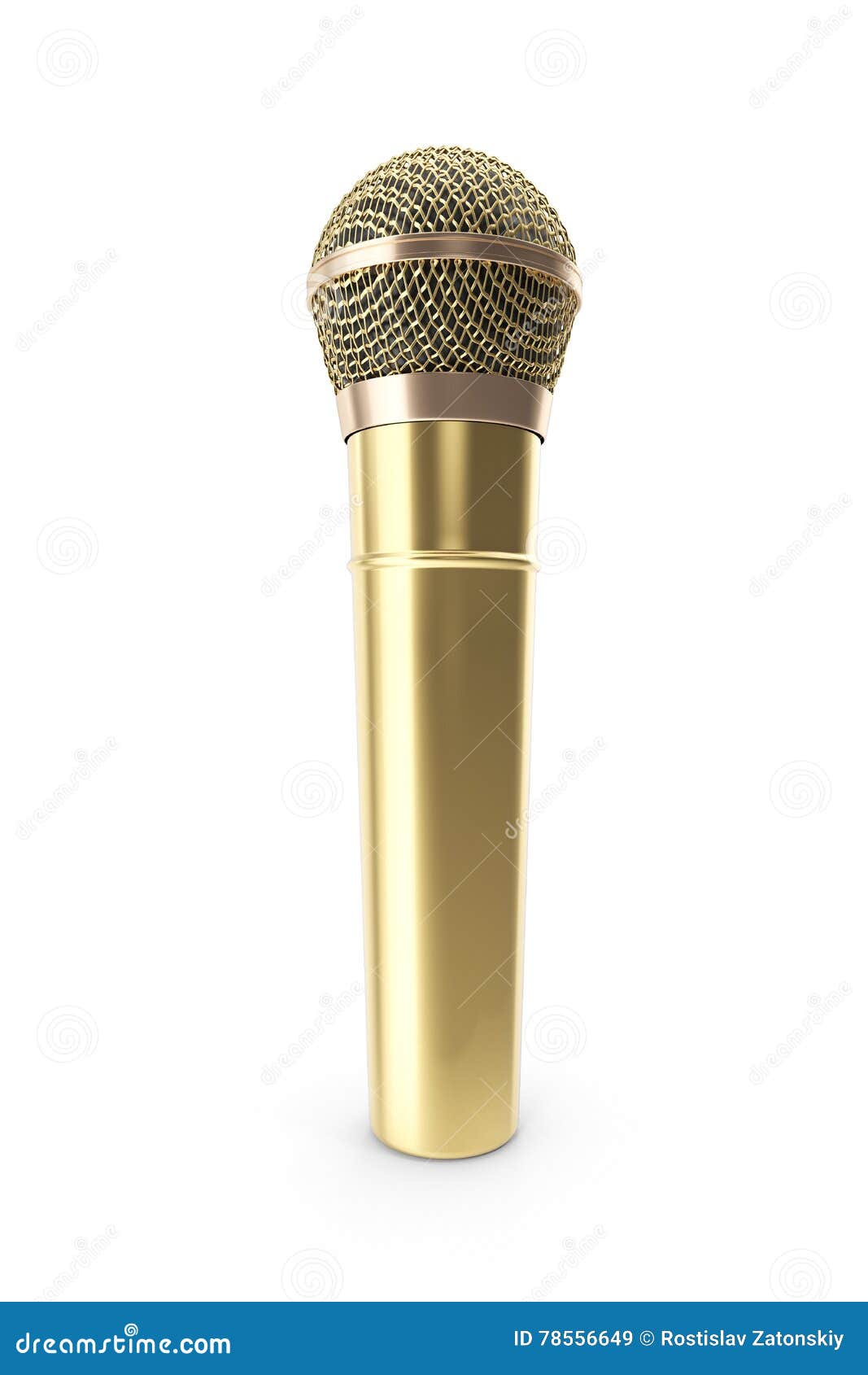 Gold, Prestigious Wireless Microphone Isolated On White Background. 3d ...