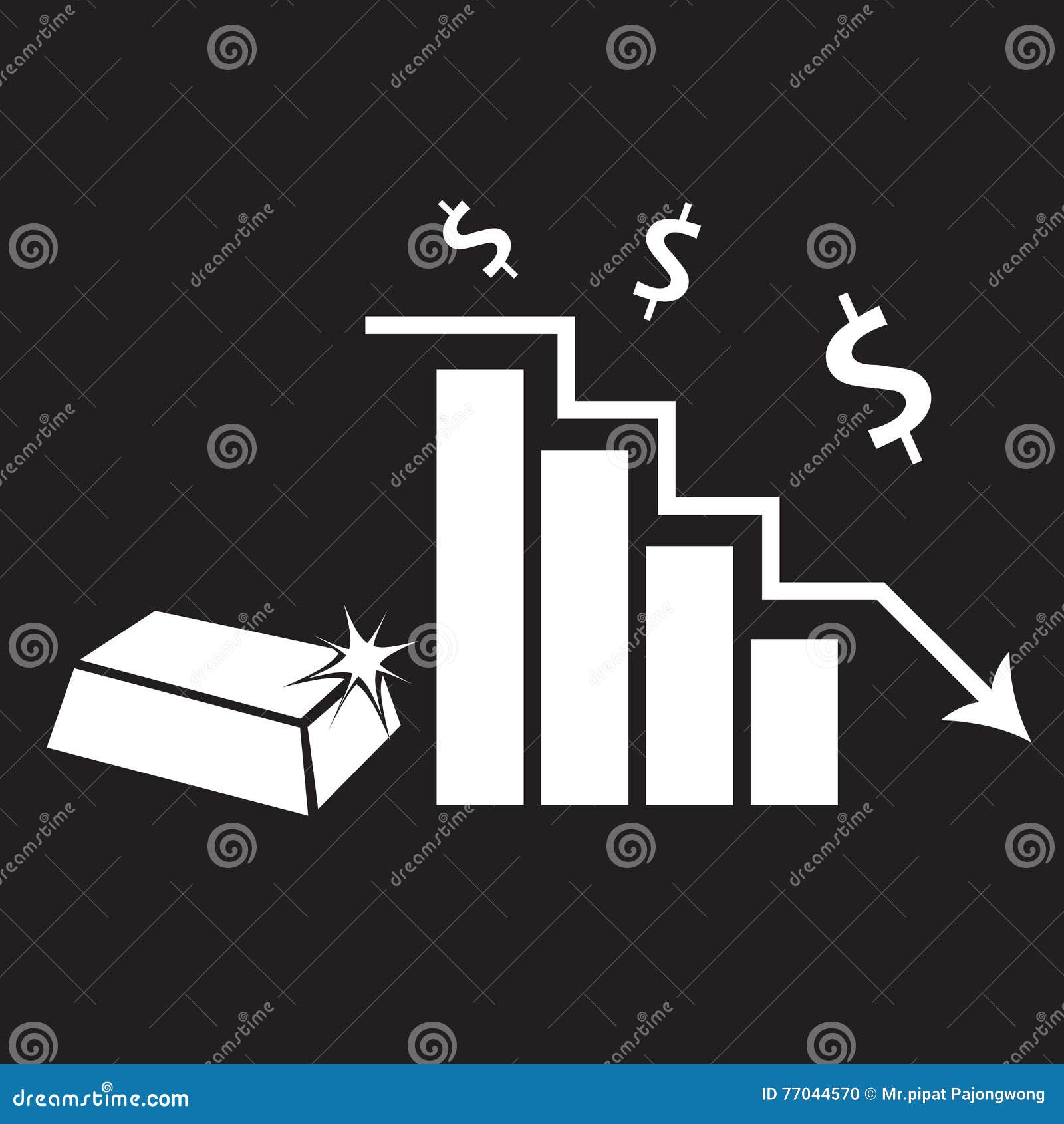 Gold price is down , stock illustration. Illustration of sale - 77044570