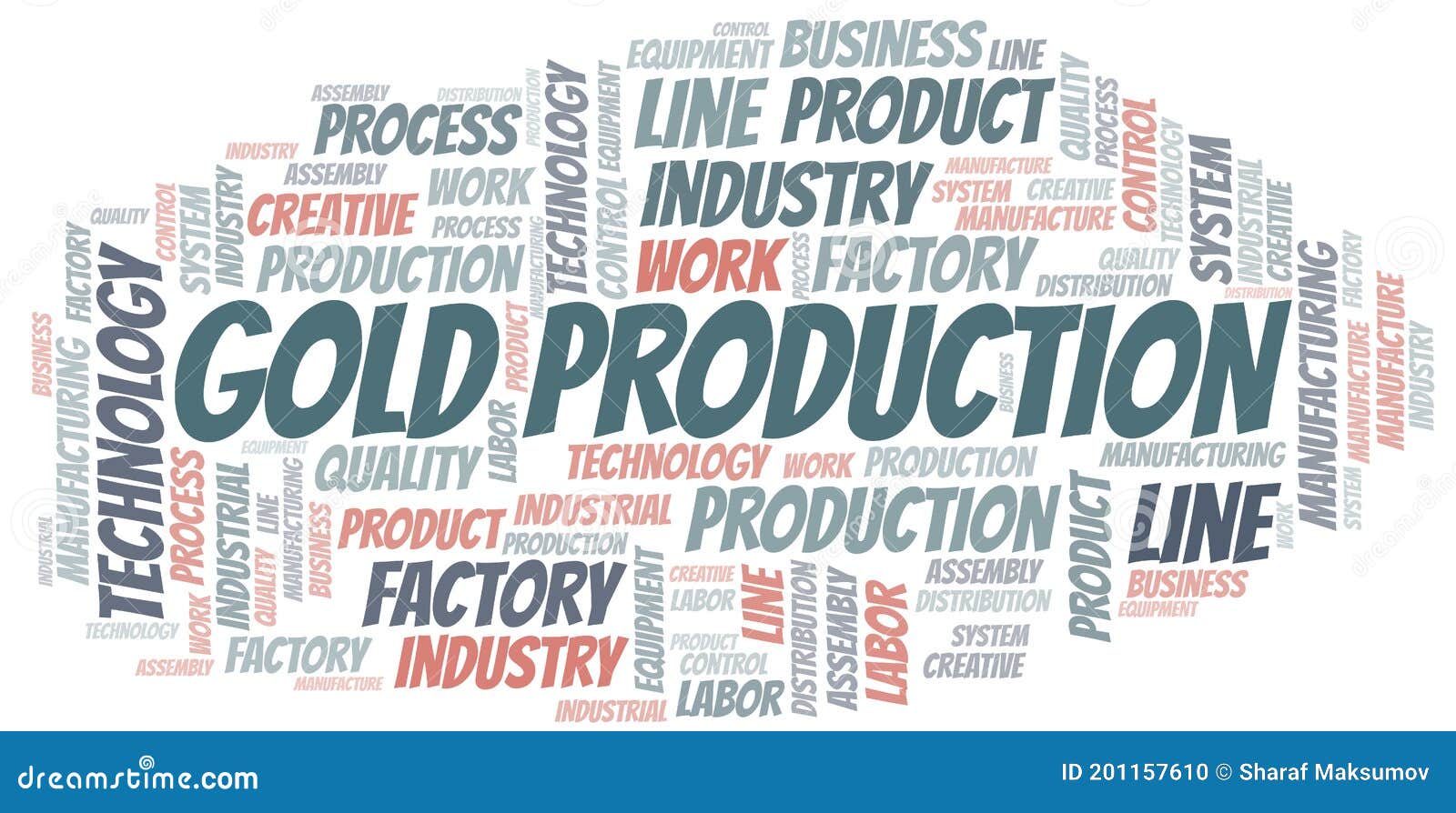 Gold Production Word Cloud Create with Text only. Stock Illustration ...