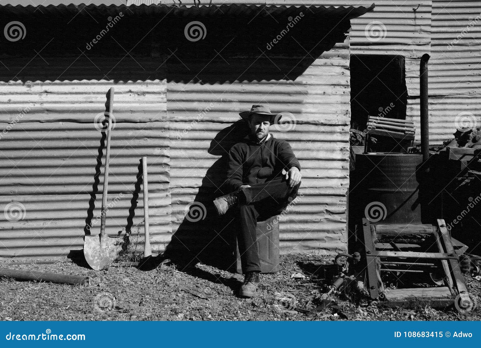 Gold Prospector Resting stock image. Image of black - 108683415