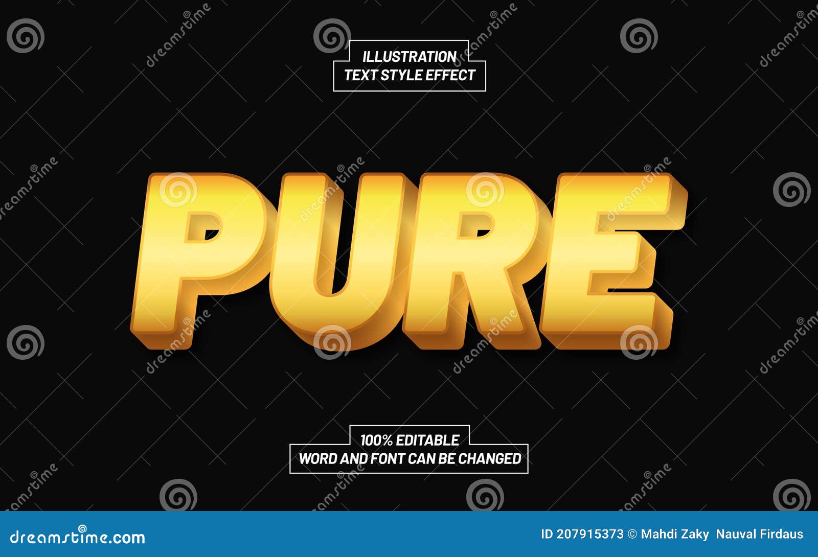 Gold Pure Text Style Effect Stock Vector - Illustration of header ...