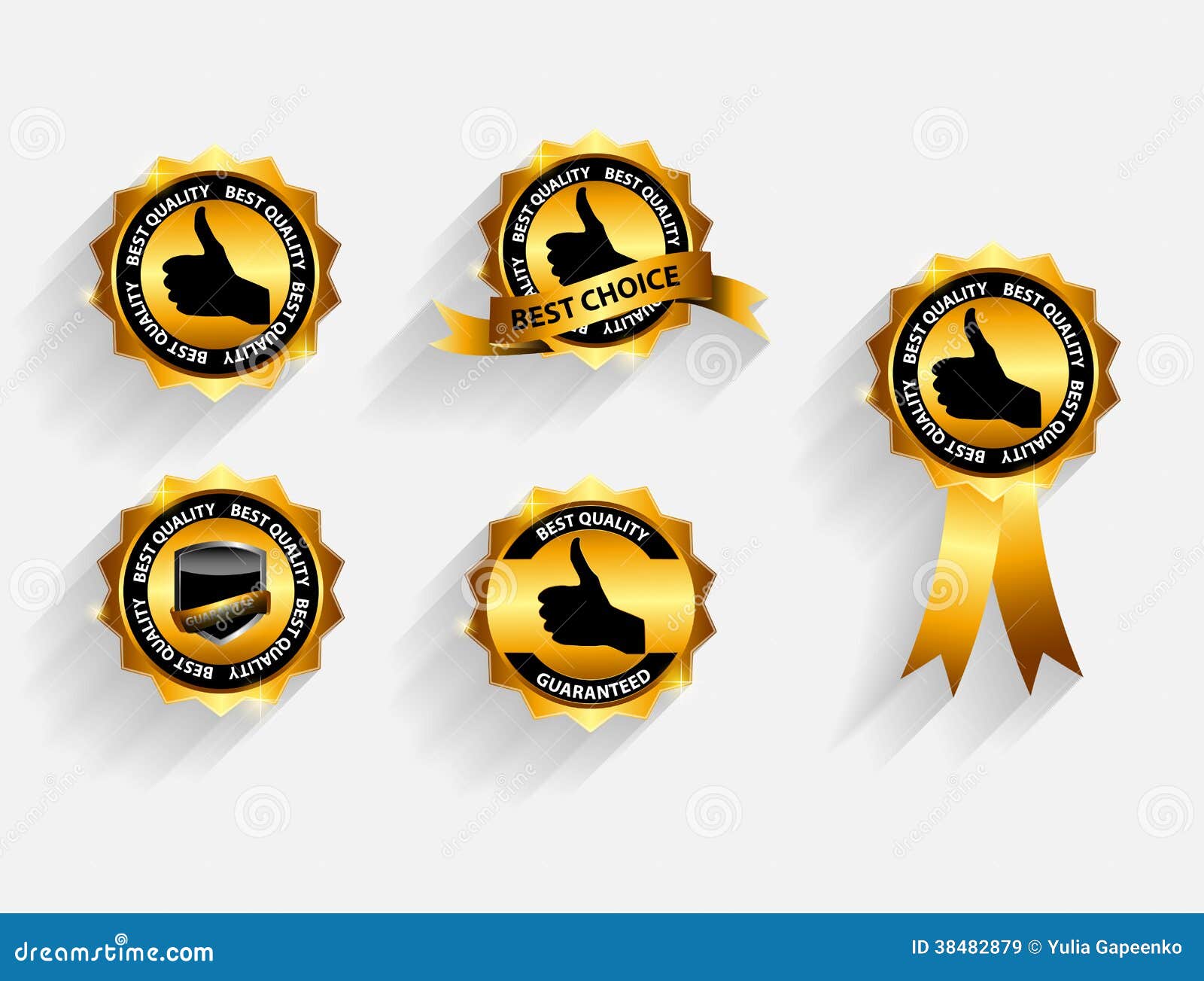 Gold Quality Label Set with Long Shadows. Vector Stock Vector ...