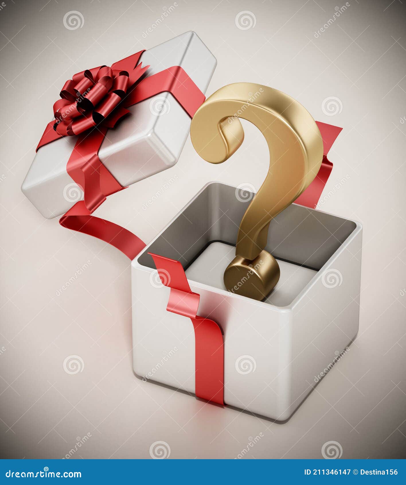 Gold Question Mark Inside Open Giftbox. 3D Illustration Stock ...