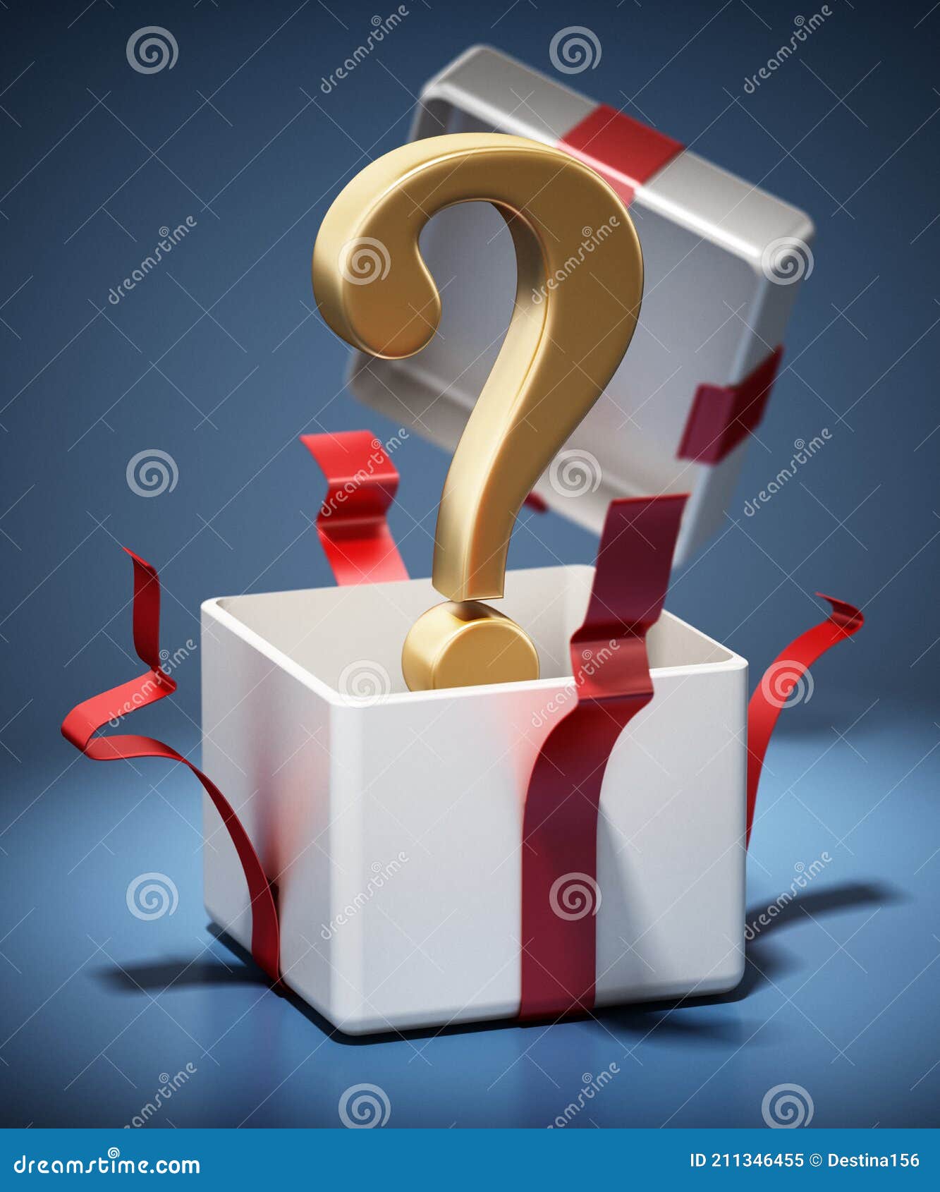 Gold Question Mark Inside Open Giftbox. 3D Illustration Stock ...