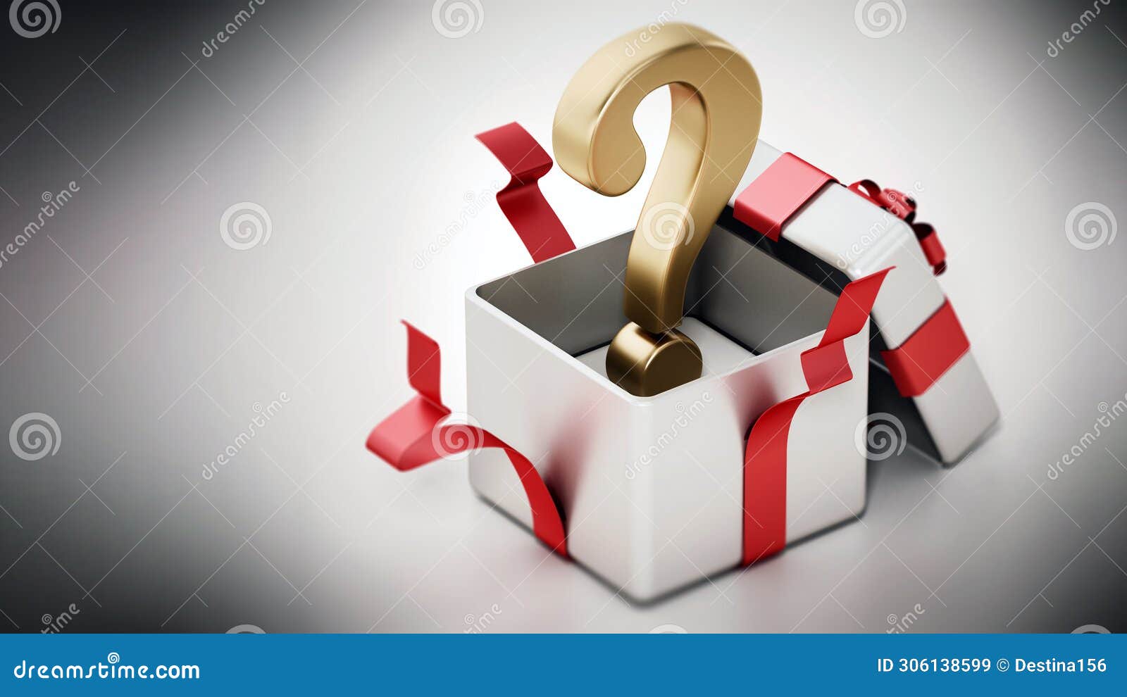 Gold Question Mark Inside Open Giftbox. 3D Illustration Stock ...