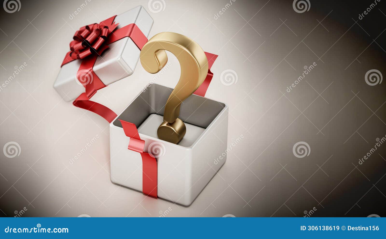 Gold Question Mark Inside Open Giftbox. 3D Illustration Stock ...