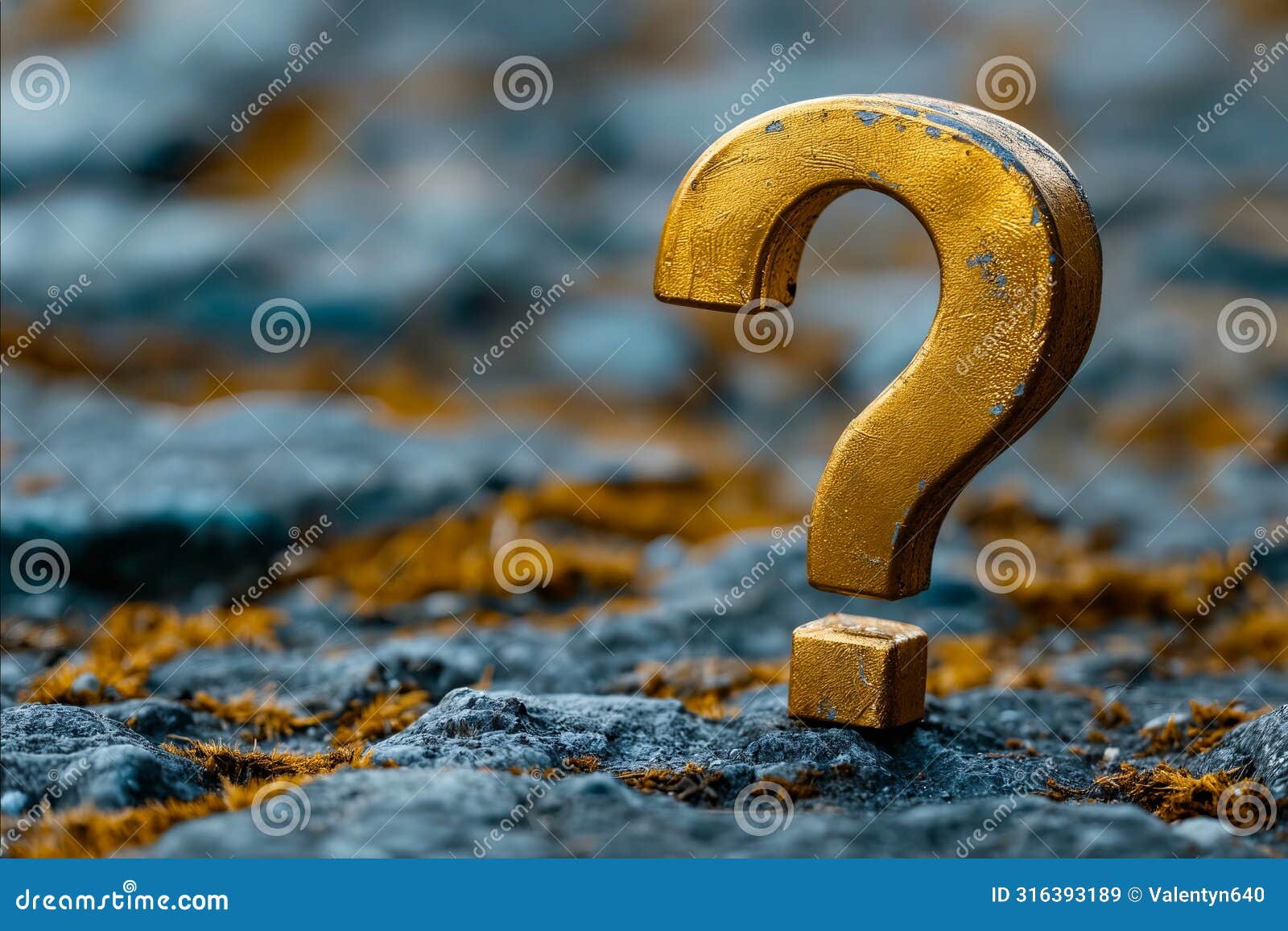 A Gold Question Mark is on a Rocky Surface. Generative AI Stock Image ...