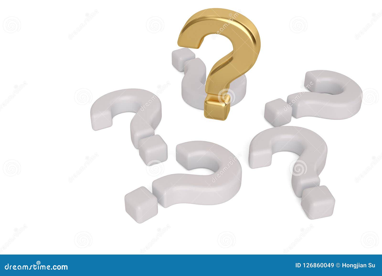Gold Question Mark and White Question Marks. 3D Illustration. Stock ...