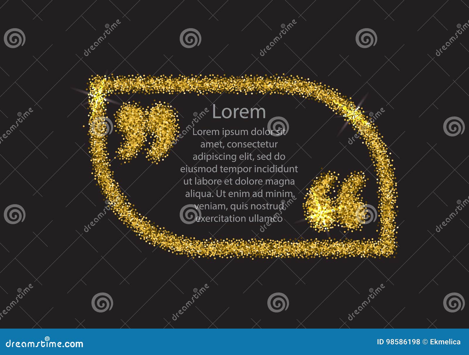 Gold Quotation Mark Speech Bubble. Stock Vector - Illustration of ...