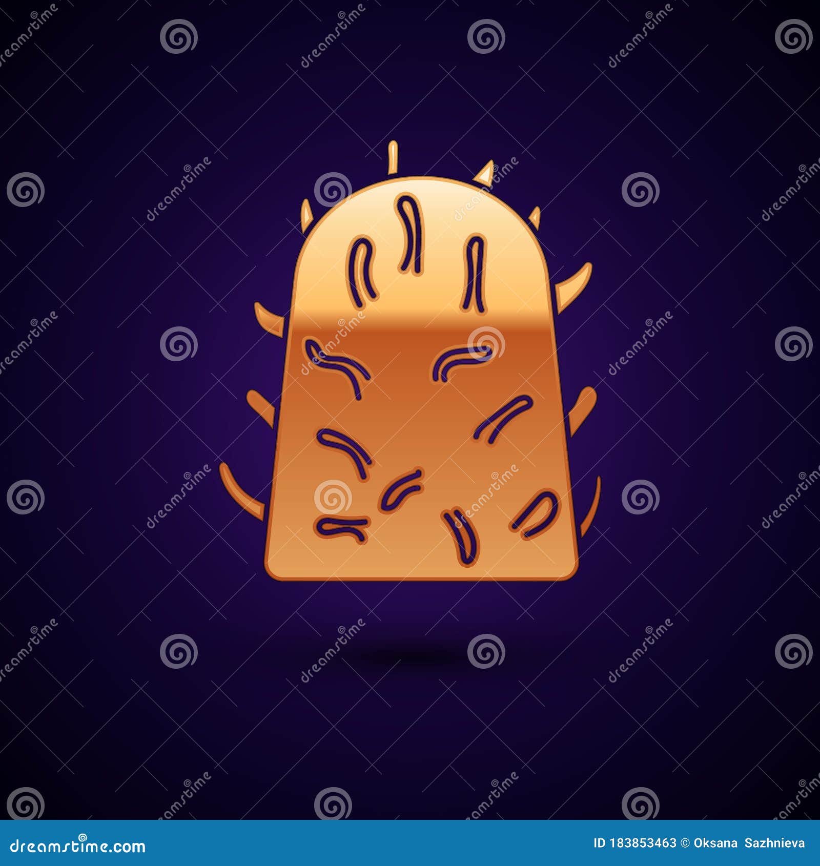 Gold Rabies Virus Disease Microorganisms Icon Isolated on Black ...