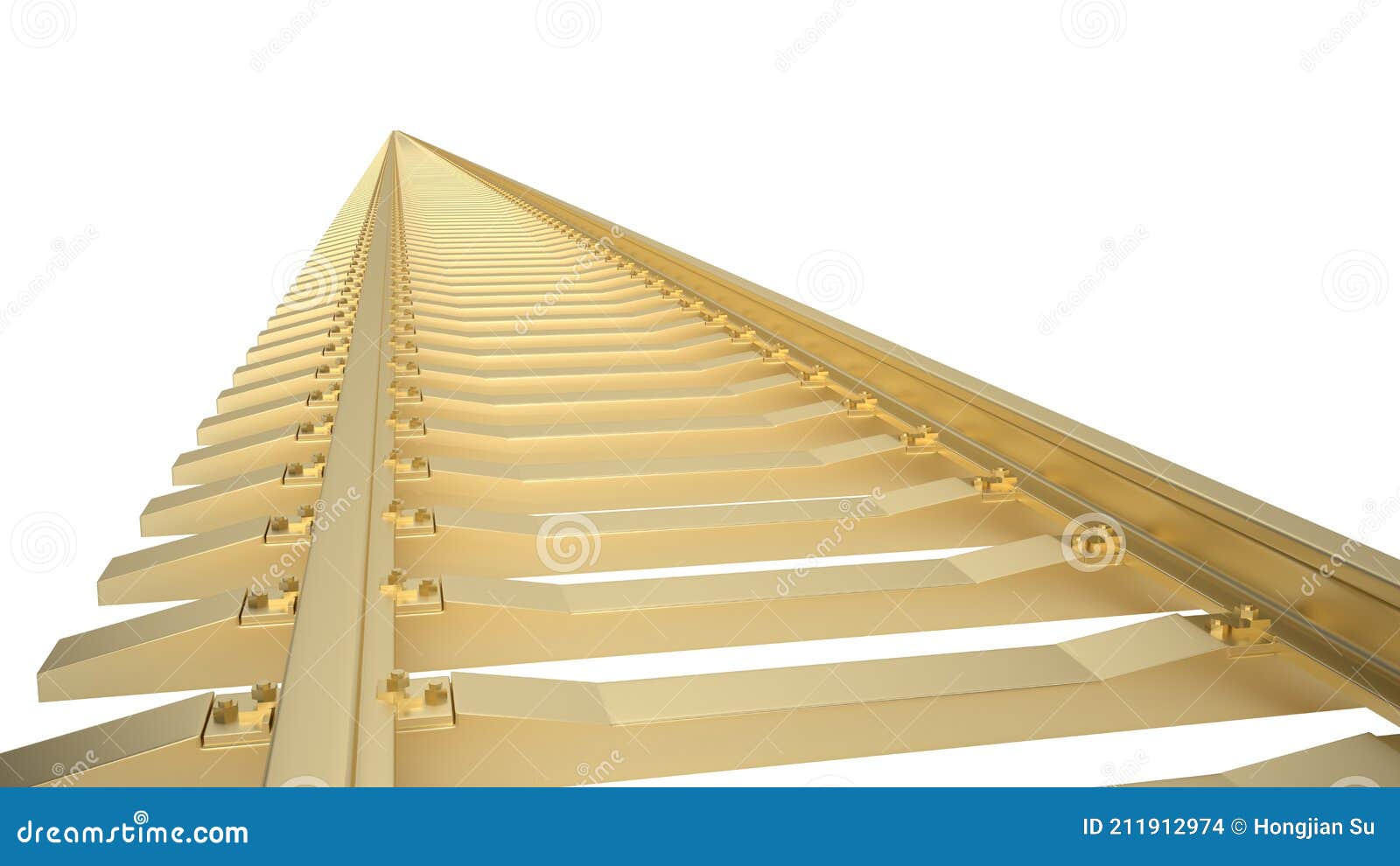 Gold Rail Isolated on White Background, 3D Rendering. 3D Illustration ...