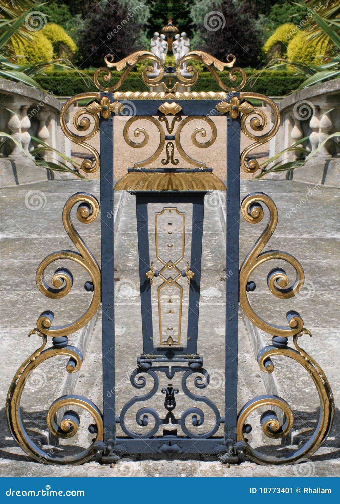 Gold railing 3 stock image. Image of metal, leaf, blue - 10773401