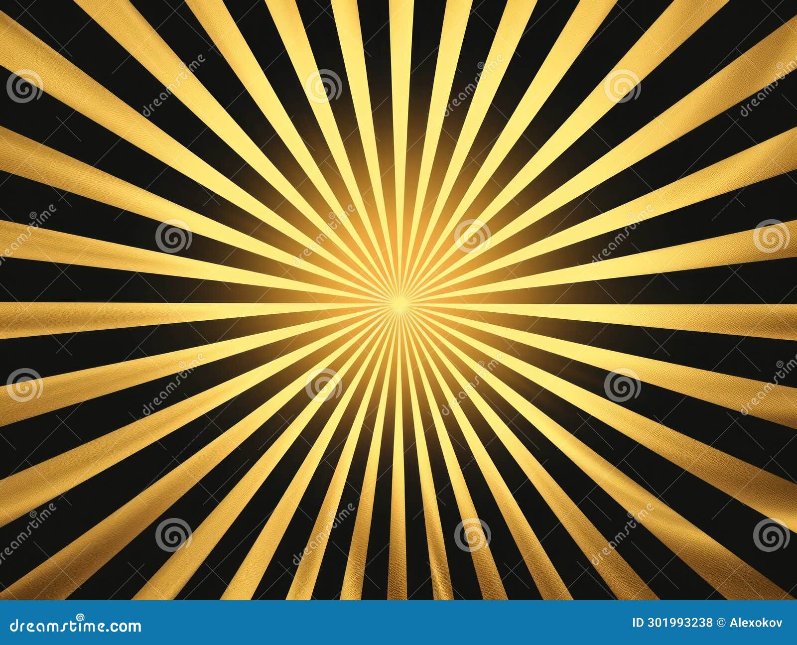 Gold Rays on Black Background. Illustration. Sunburst Pattern Stock ...
