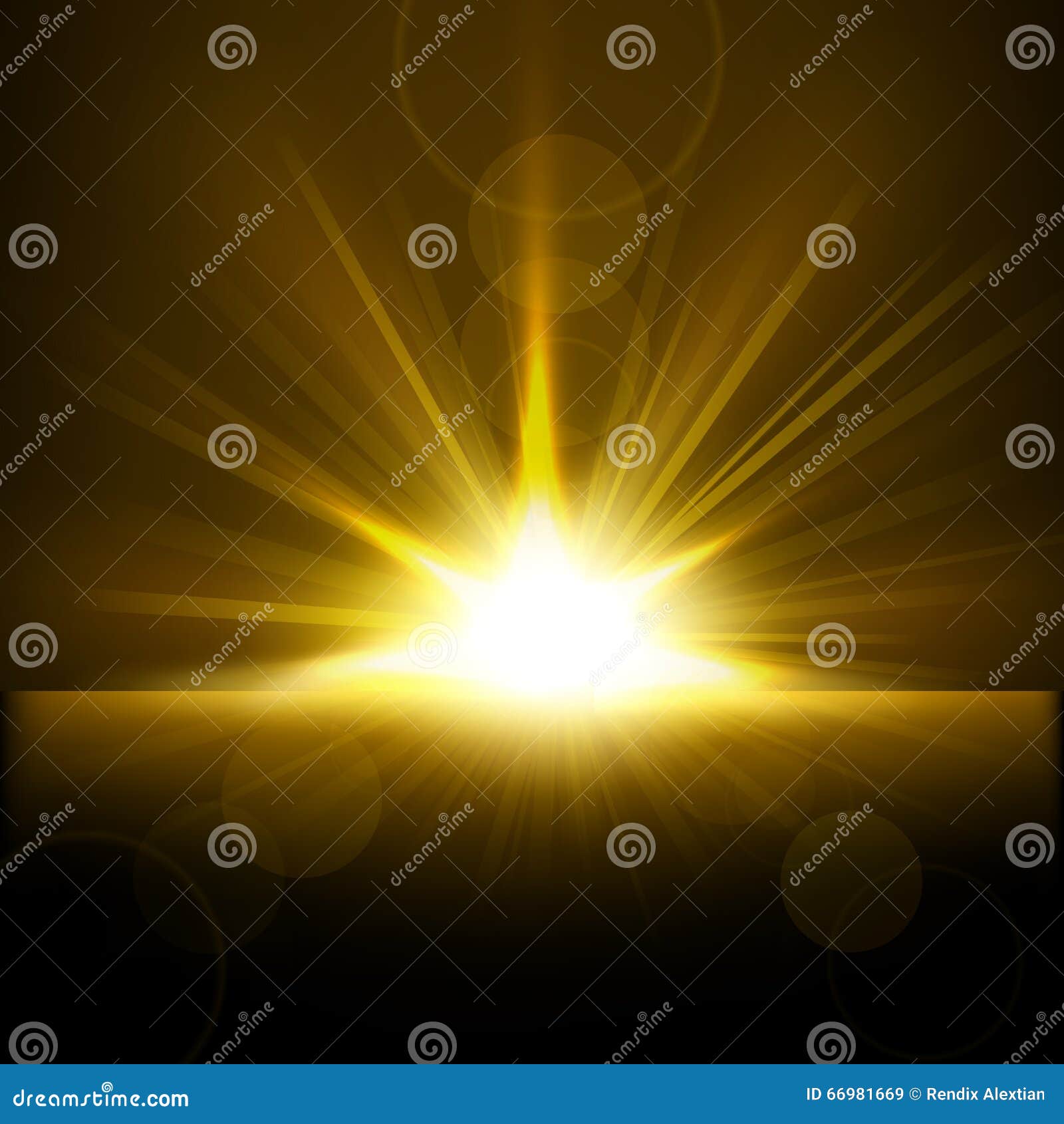 Gold Rays Rising from Horizon Stock Vector - Illustration of ...
