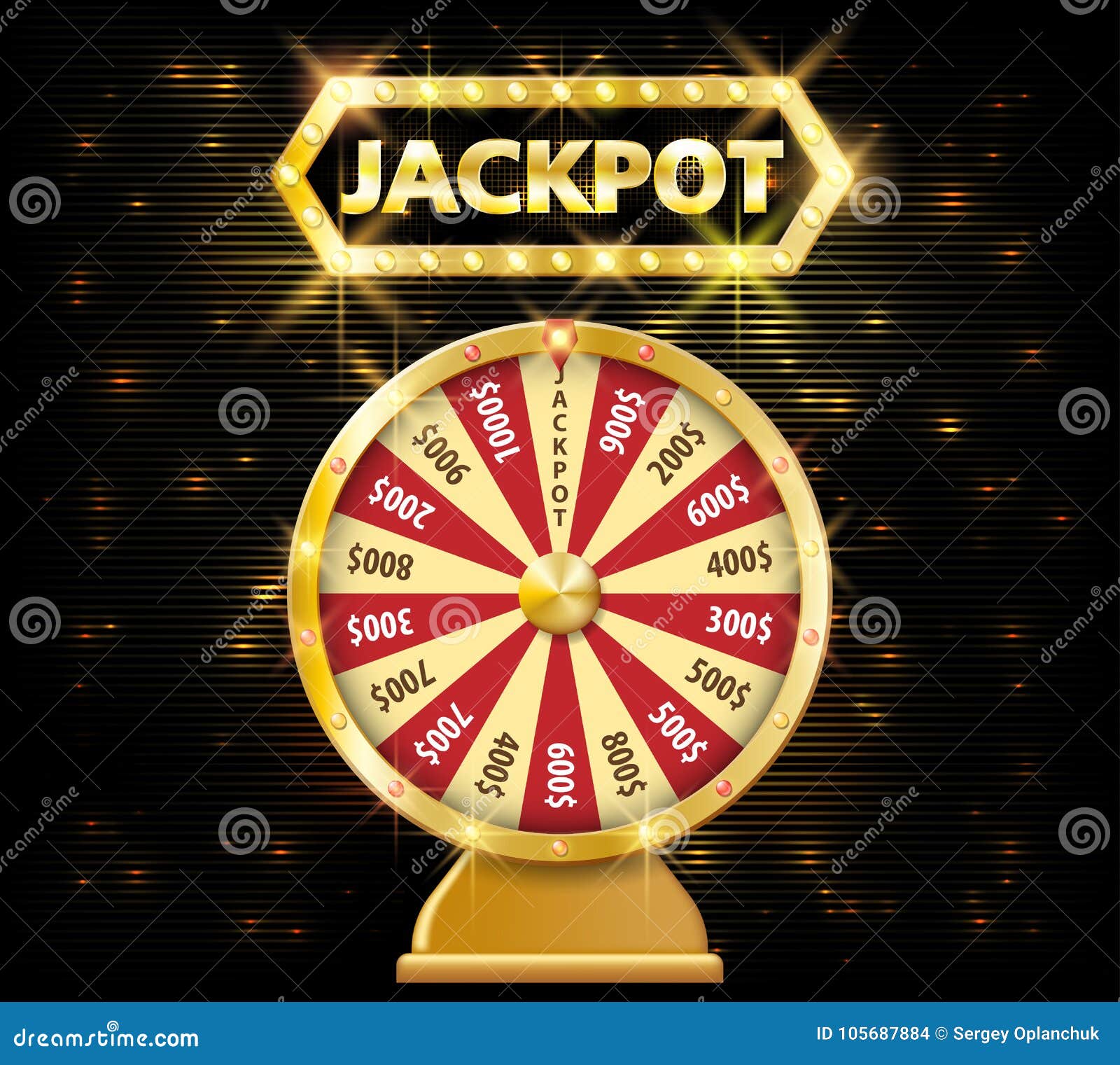 Gold Realistic Fortune Wheel 3d Object on Dark Background with Jackpot ...