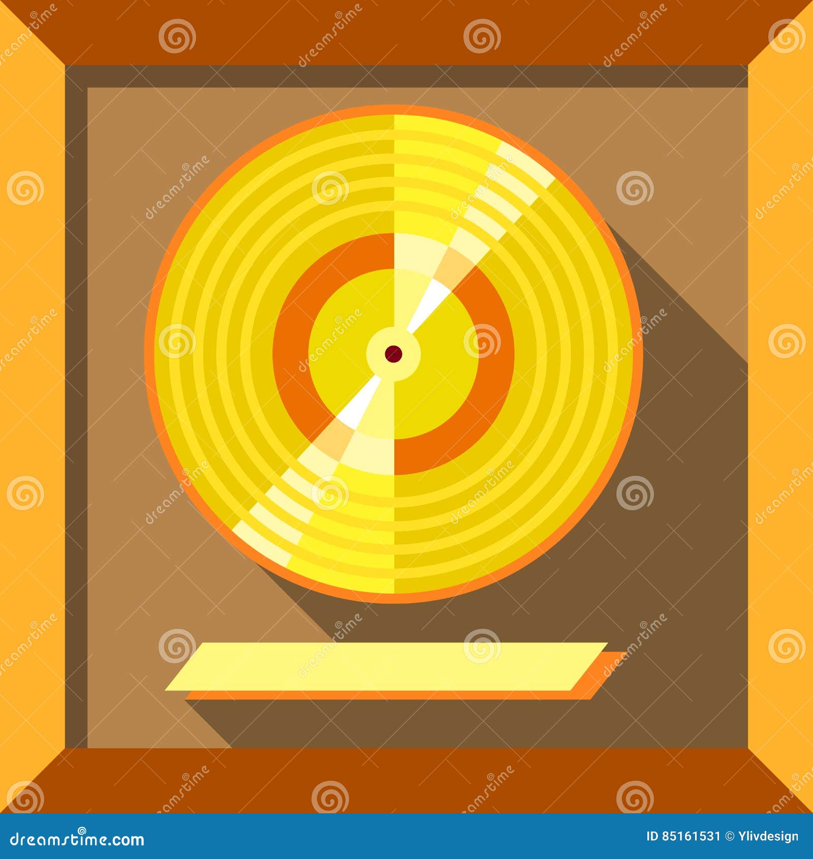 Gold Record Music Disc Icon, Flat Style Stock Vector - Illustration of ...