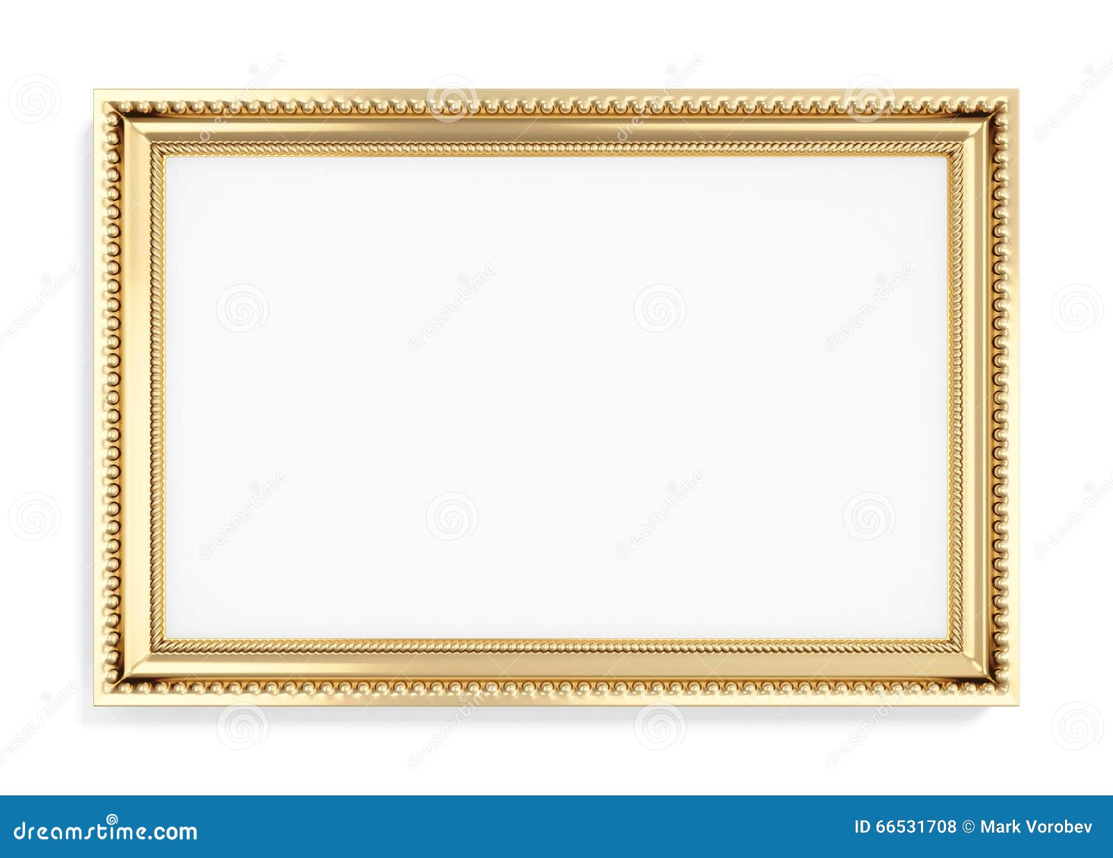 Gold Rectangular Frame Isolated on White Background. 3d Rendering Stock ...