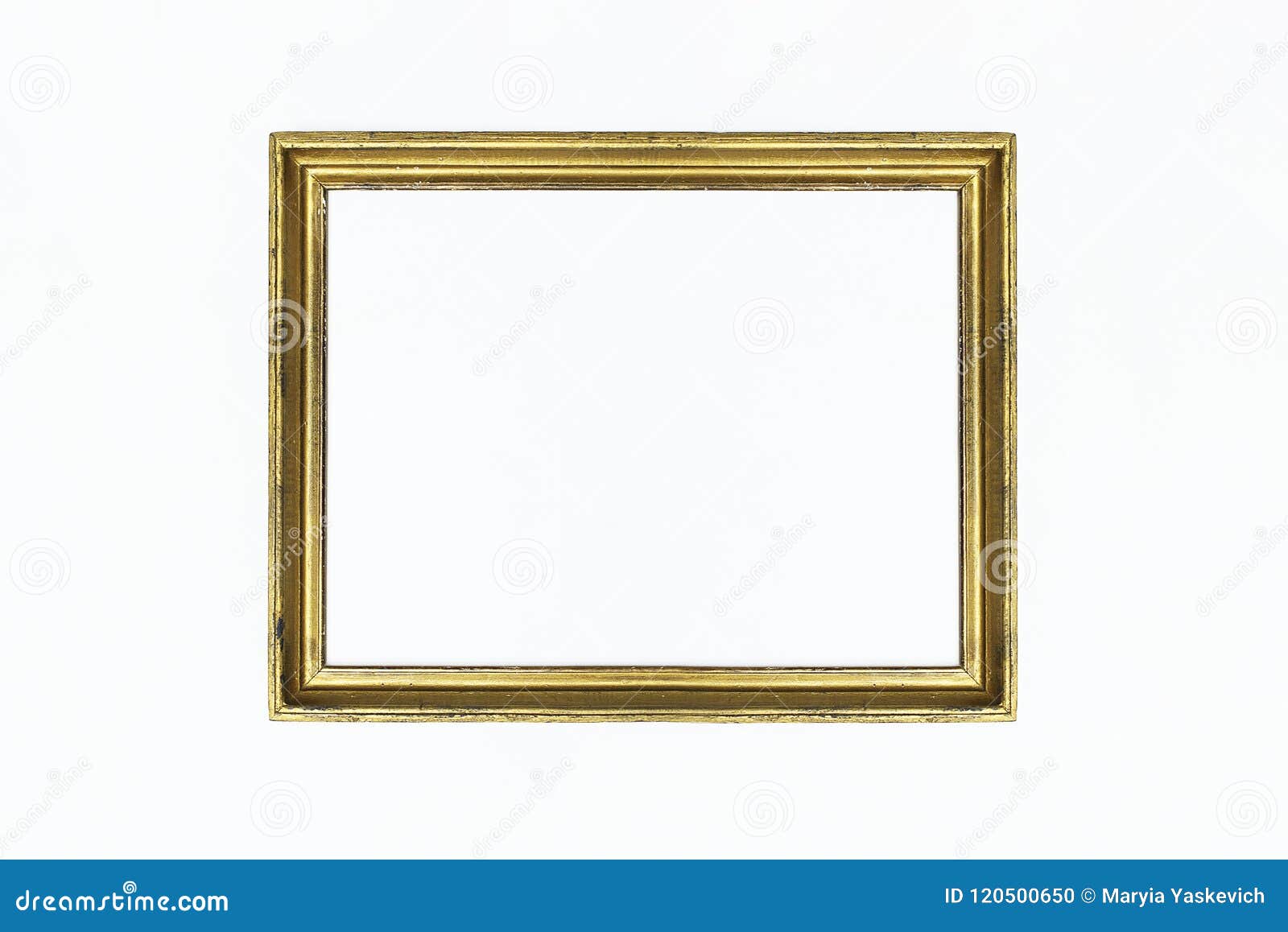 Gold Rectangular Frame for Painting or Picture on White Background ...
