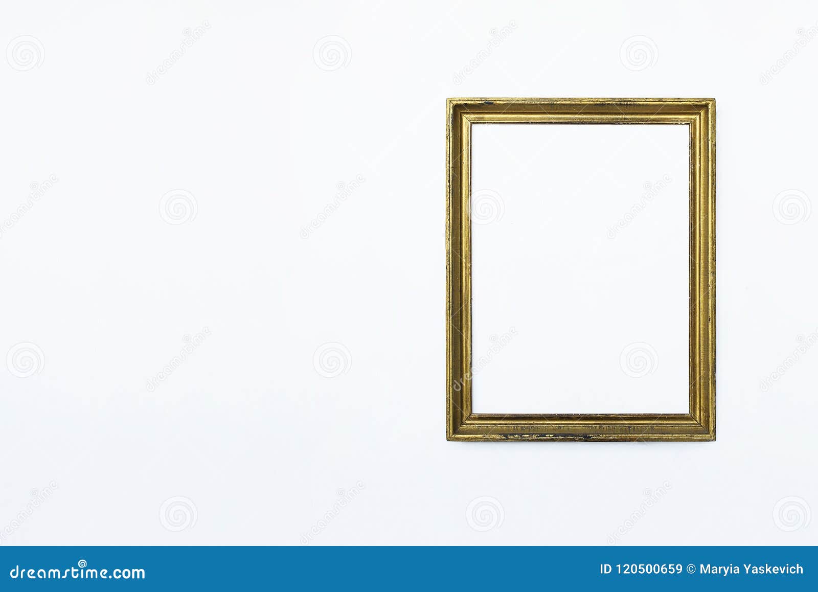 Gold Rectangular Frame Right for Painting or Picture on White ...