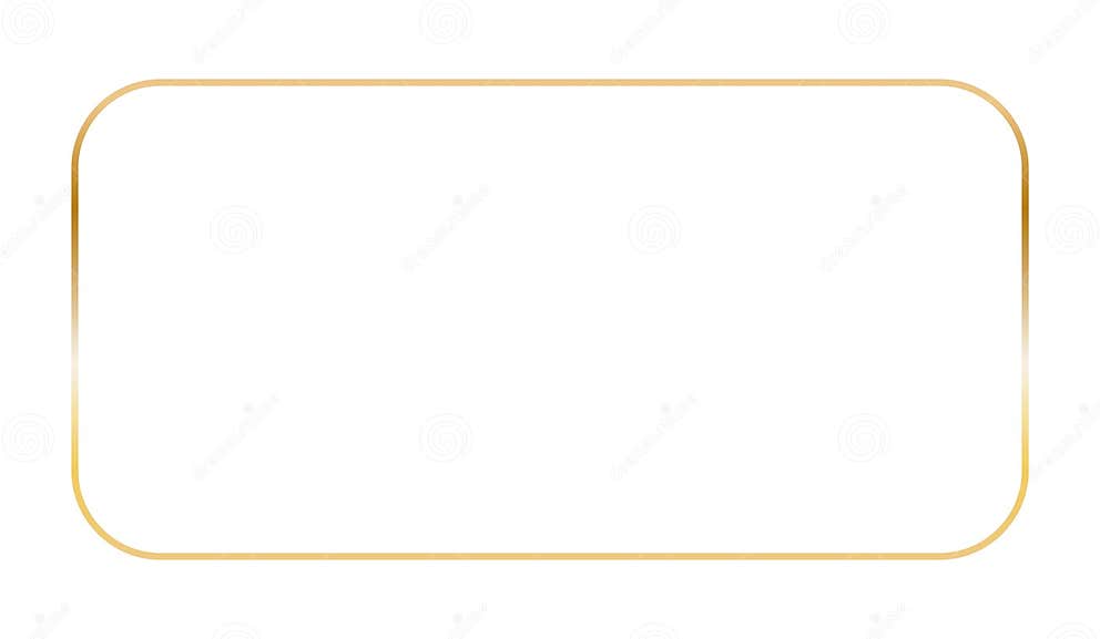Gold Rectangular Frame with Rounded Corners. Vector Outline Thin ...