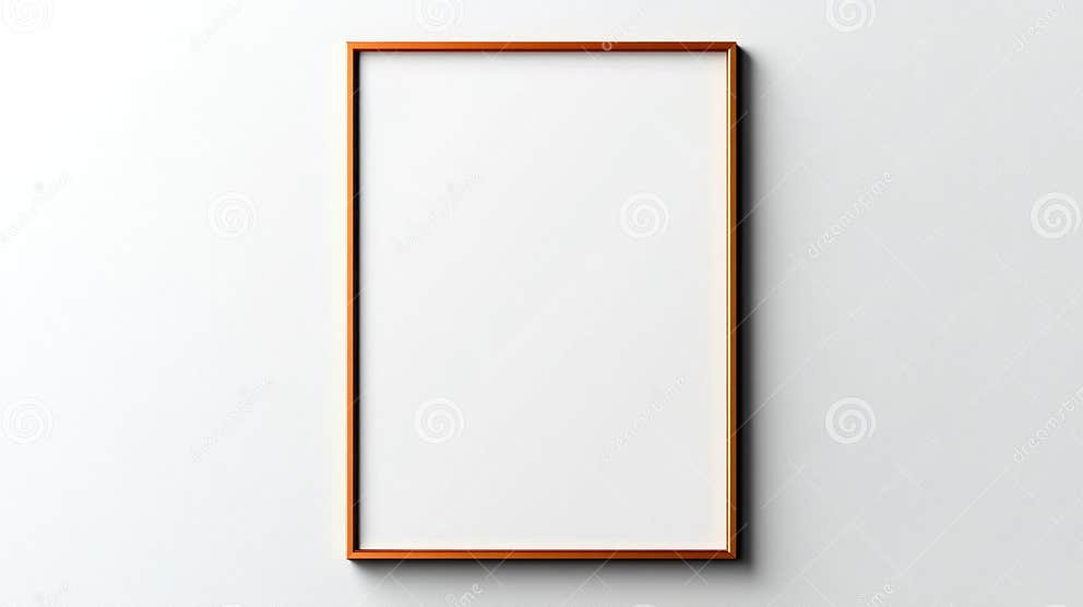 Gold Rectangular Frame with Rounded Corners on White Background ...