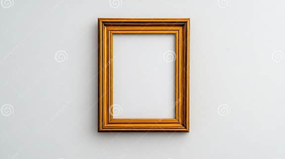 Gold Rectangular Frame on White Background - Straight on View Stock ...