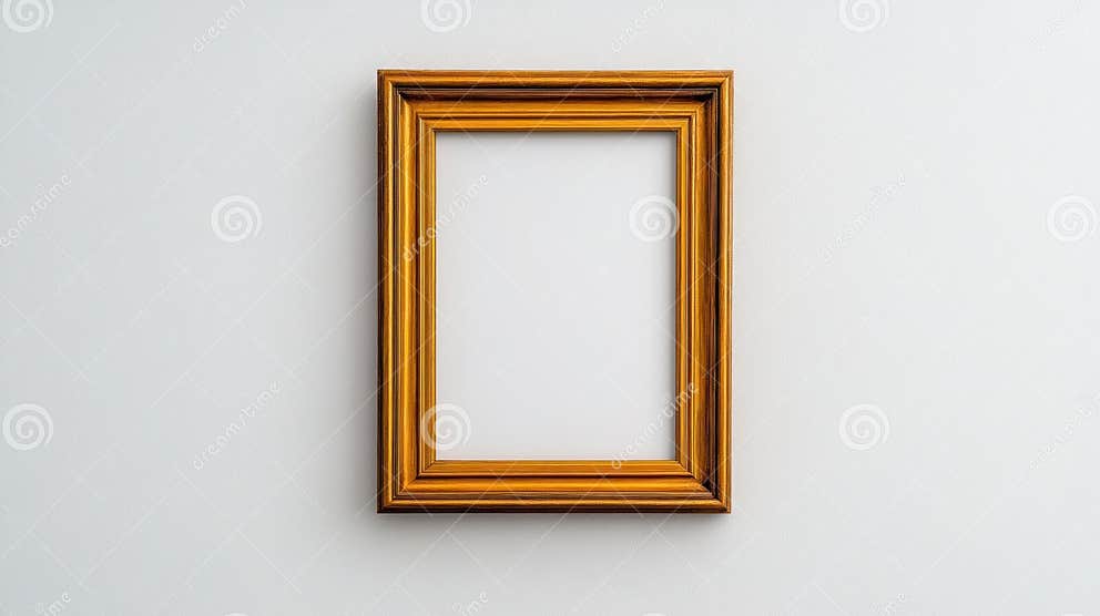 Gold Rectangular Frame on White Background - Straight on View Stock ...