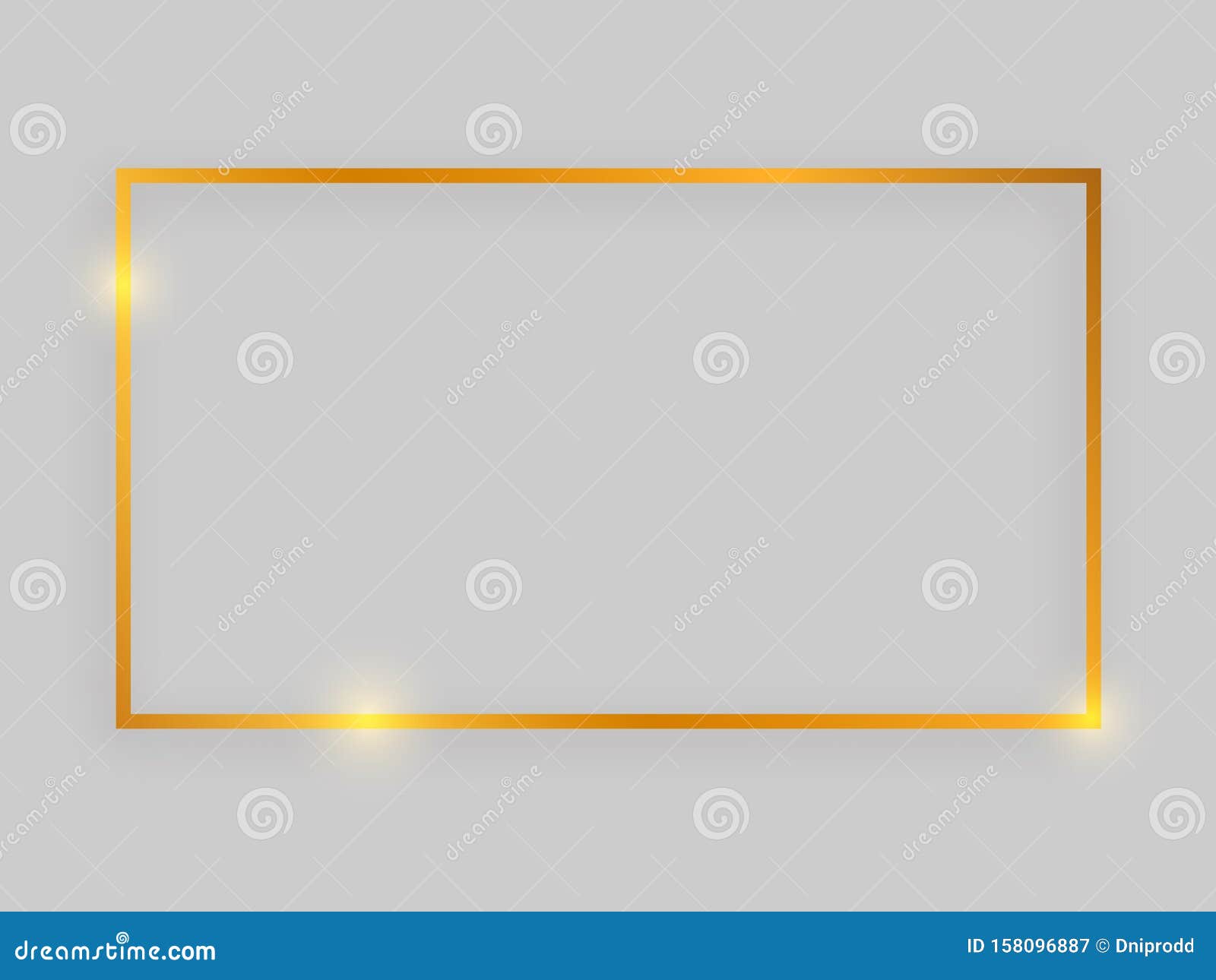 Gold Rectangular Shiny Frame with Glowing Effects Stock Vector ...