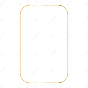 Gold Rectangular Vertical Frame with Rounded Corners. Vector Outline ...