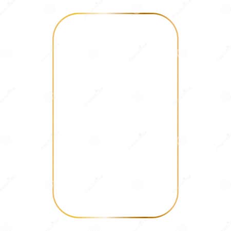 Gold Rectangular Vertical Frame with Rounded Corners. Vector Outline ...