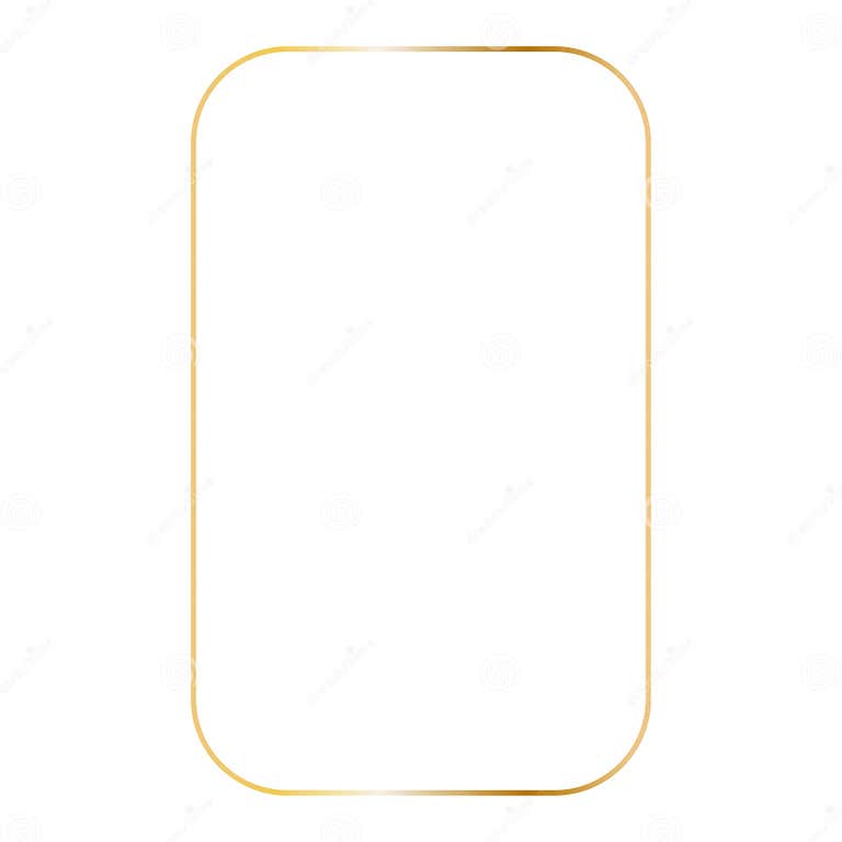 Gold Rectangular Vertical Frame with Rounded Corners. Vector Outline ...