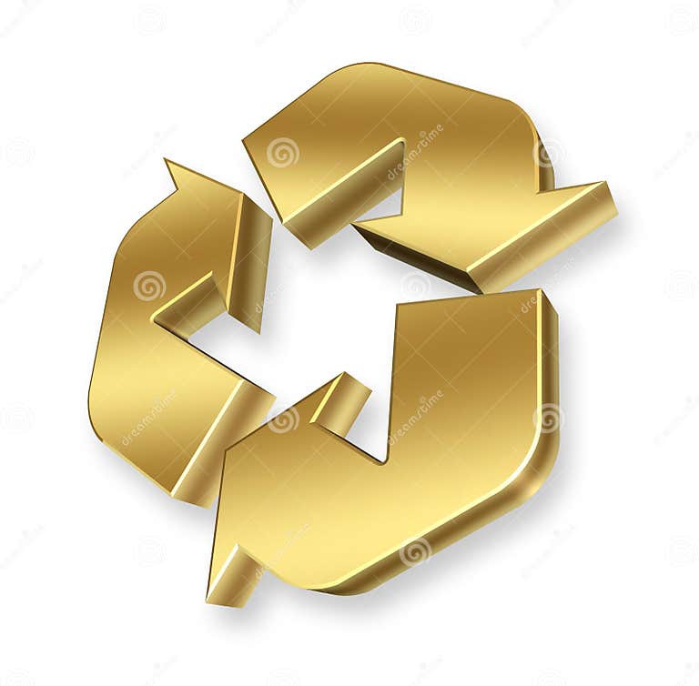 Gold Recycle Symbol stock illustration. Illustration of recycling ...