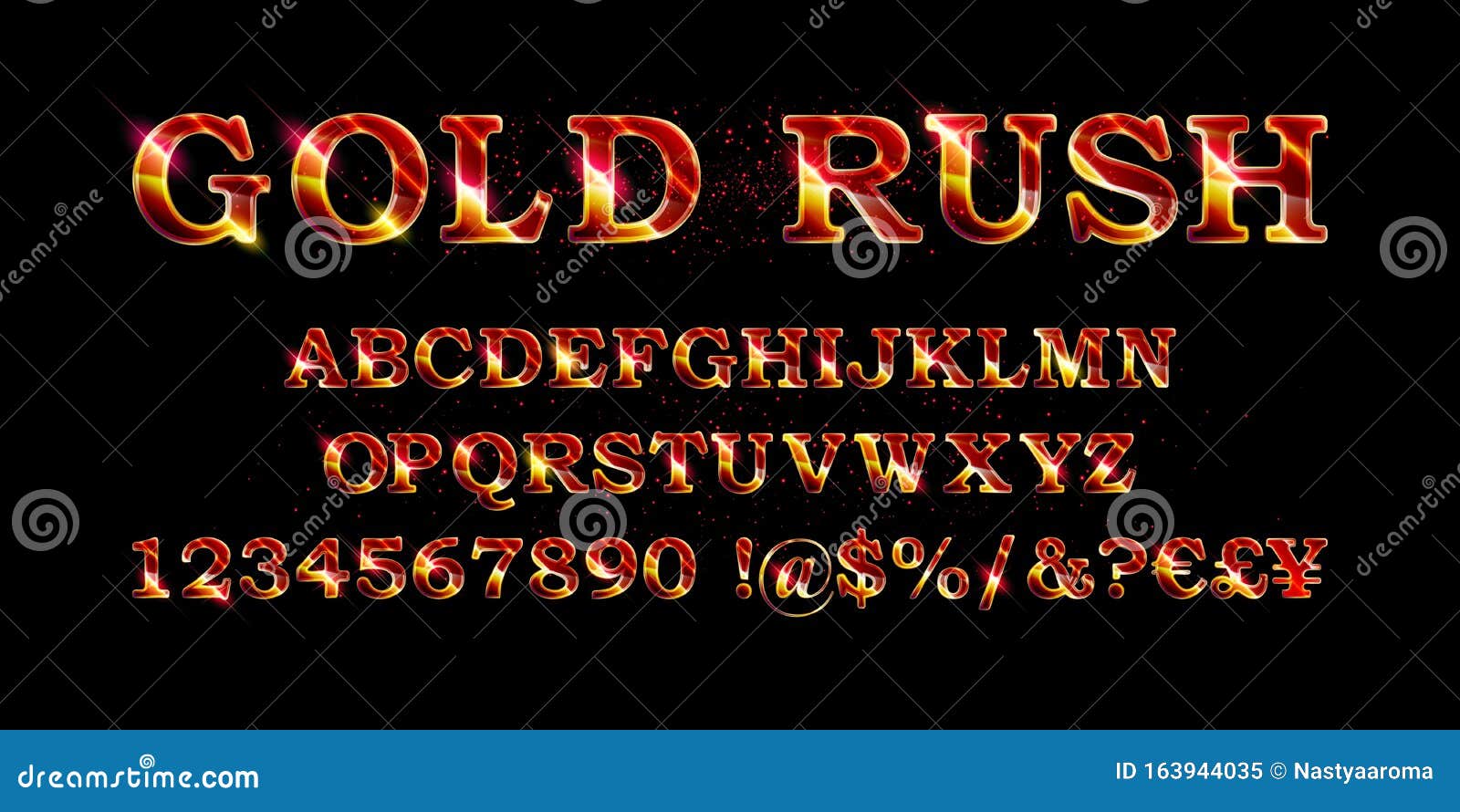 Gold red alphabetic fonts stock vector. Illustration of style - 163944035