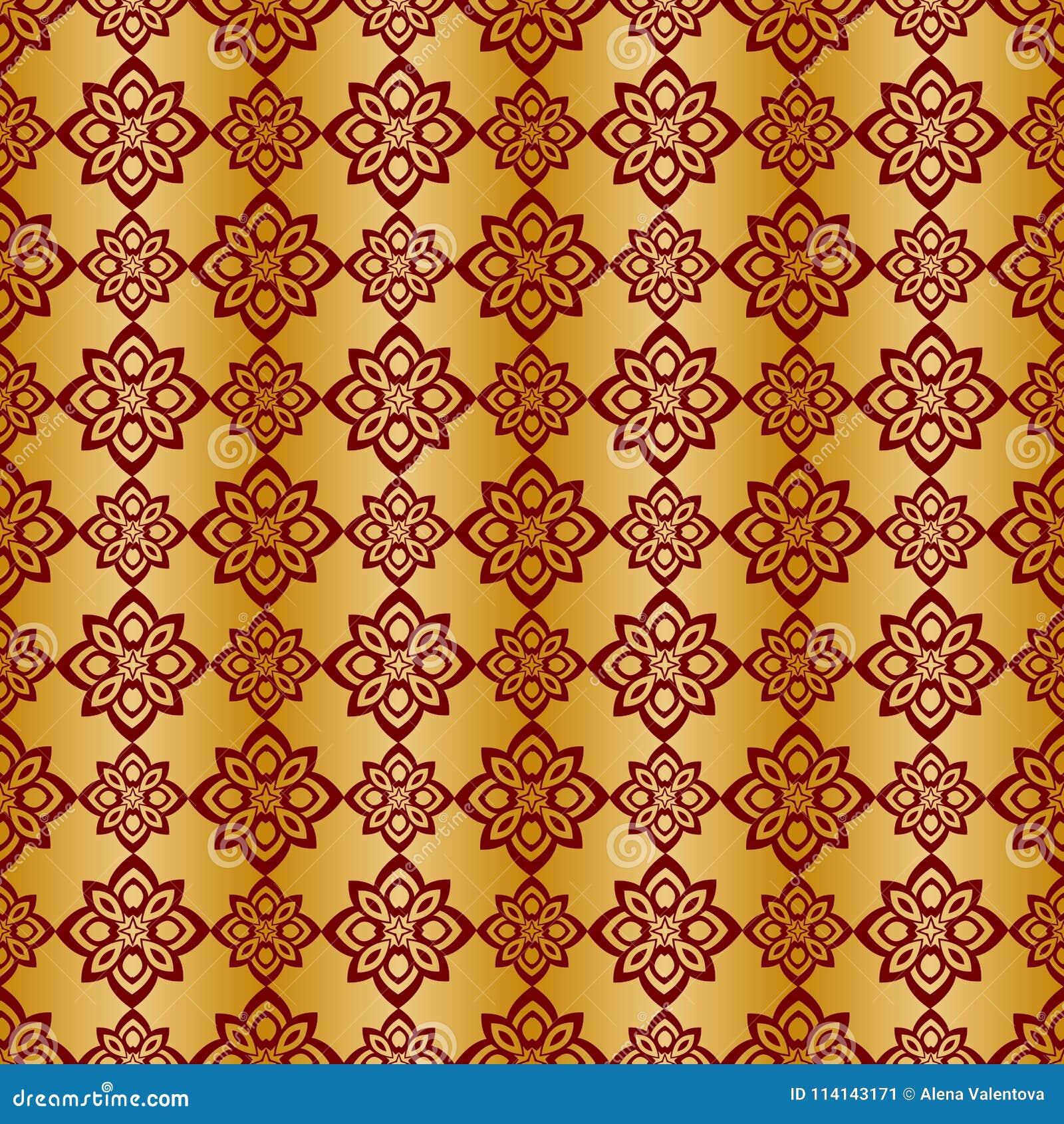 Gold and Red Metallic Regular Seamless Pattern Stock Illustration ...