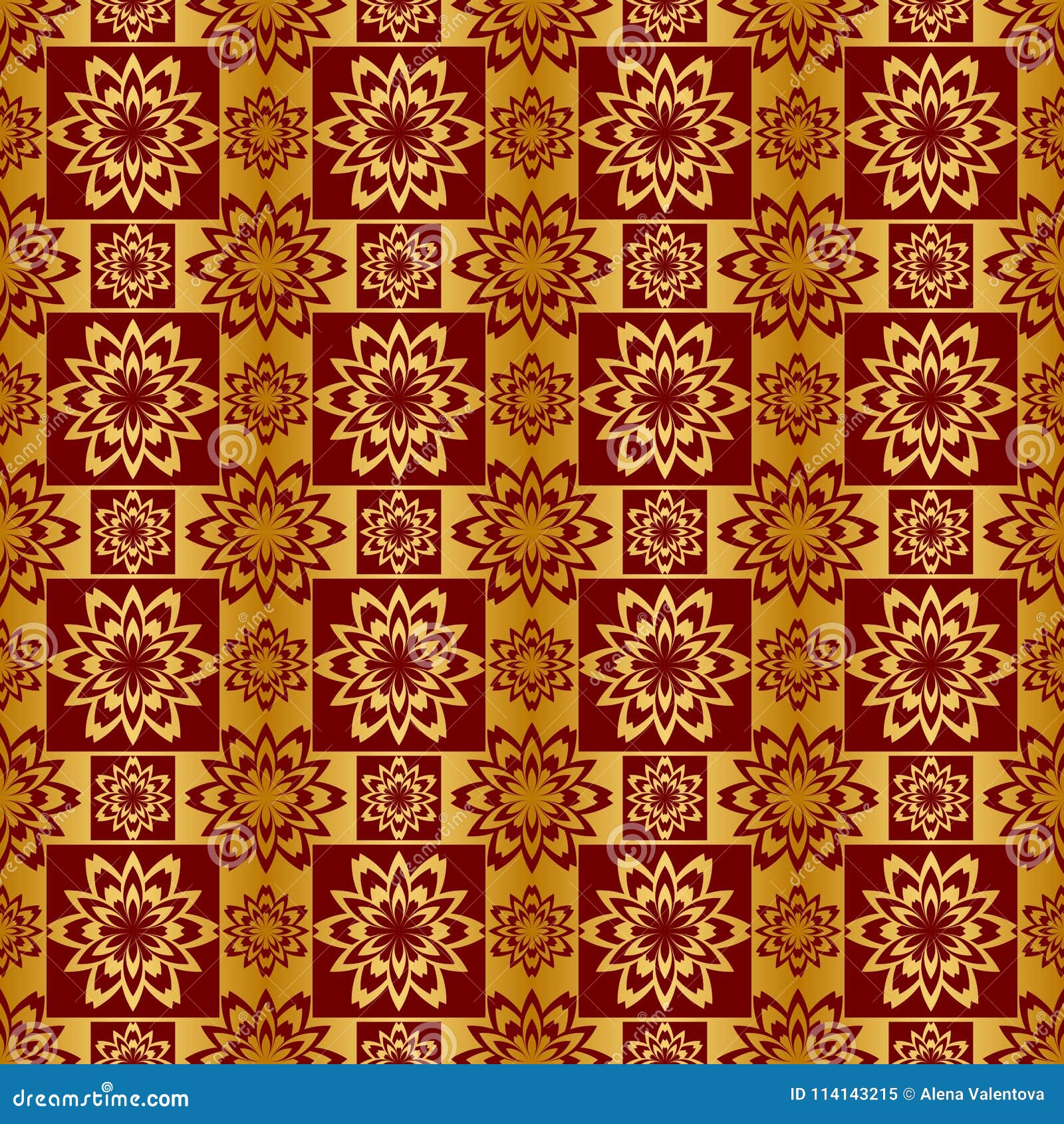 Gold and Red Metallic Regular Seamless Pattern Stock Illustration ...