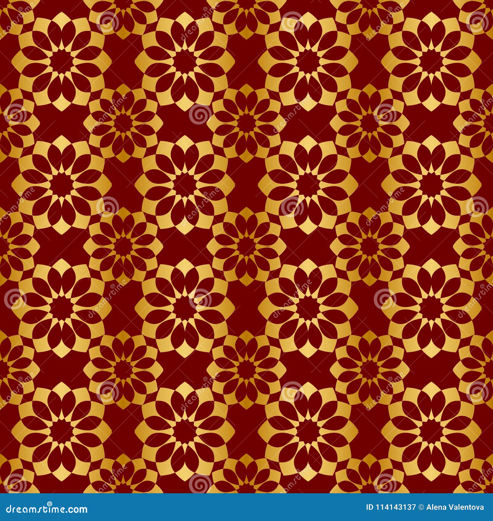 Gold and Red Metallic Regular Seamless Pattern Stock Illustration ...