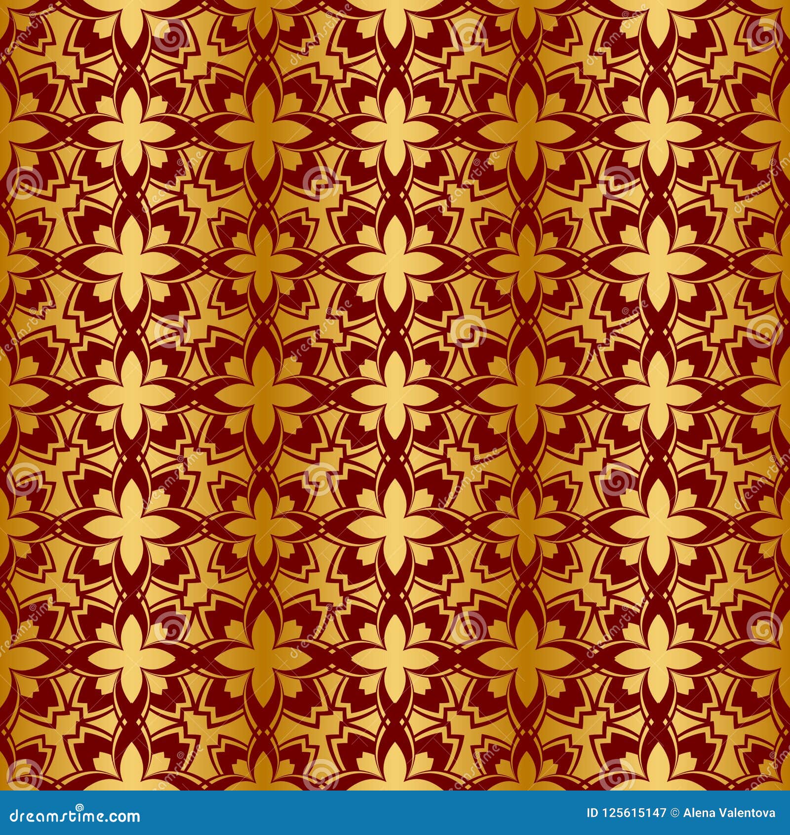 Gold Metallic Regular Seamless Pattern. Red Design. Stock Illustration ...