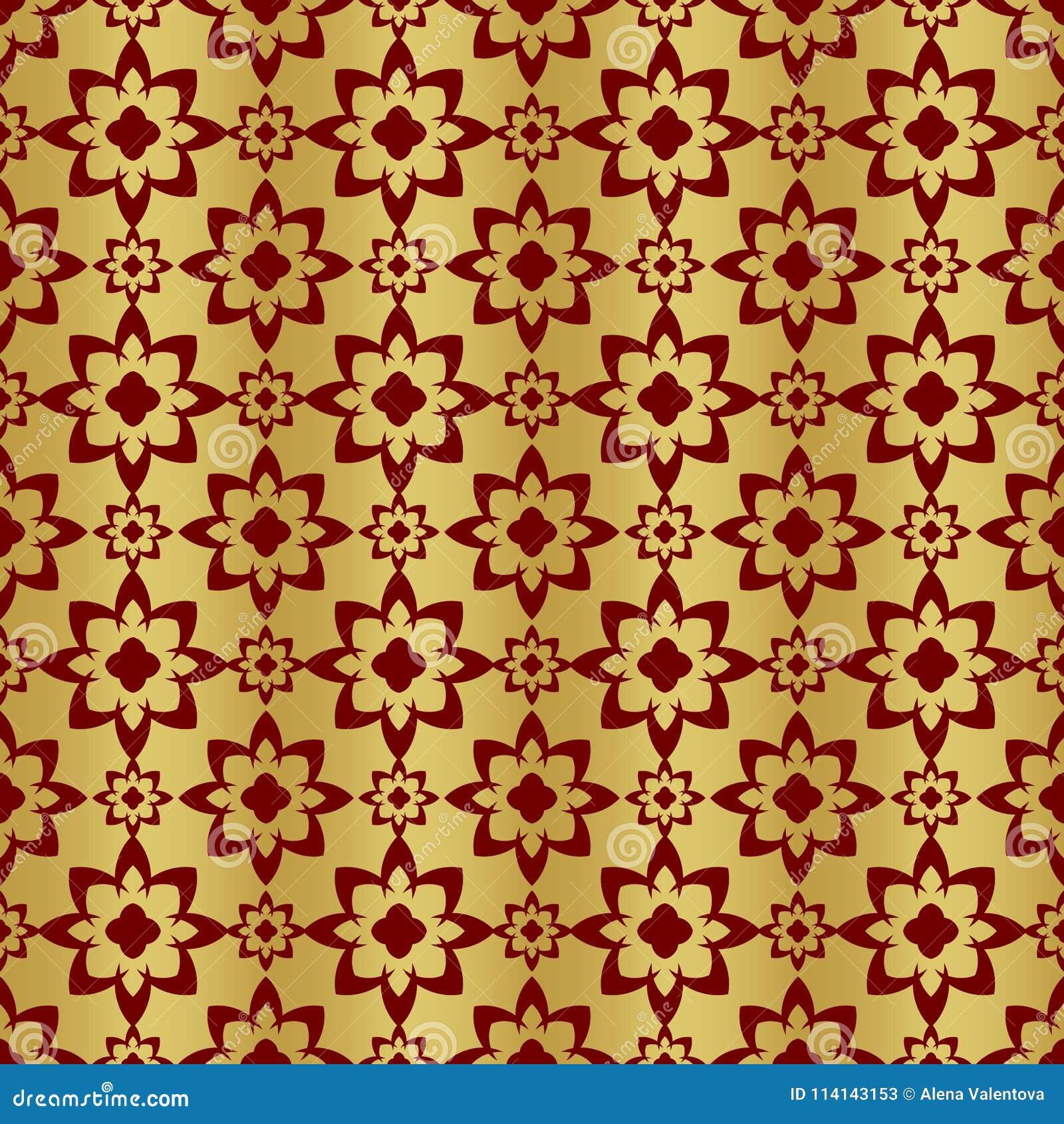 Gold and Red Metallic Regular Seamless Pattern Stock Illustration ...