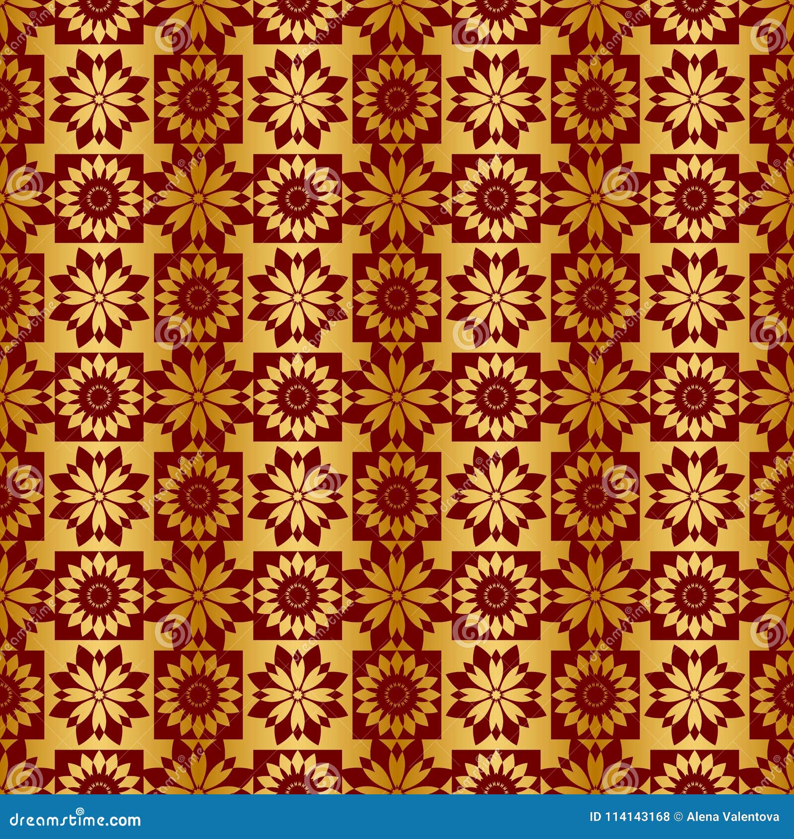 Gold and Red Metallic Regular Seamless Pattern Stock Illustration ...