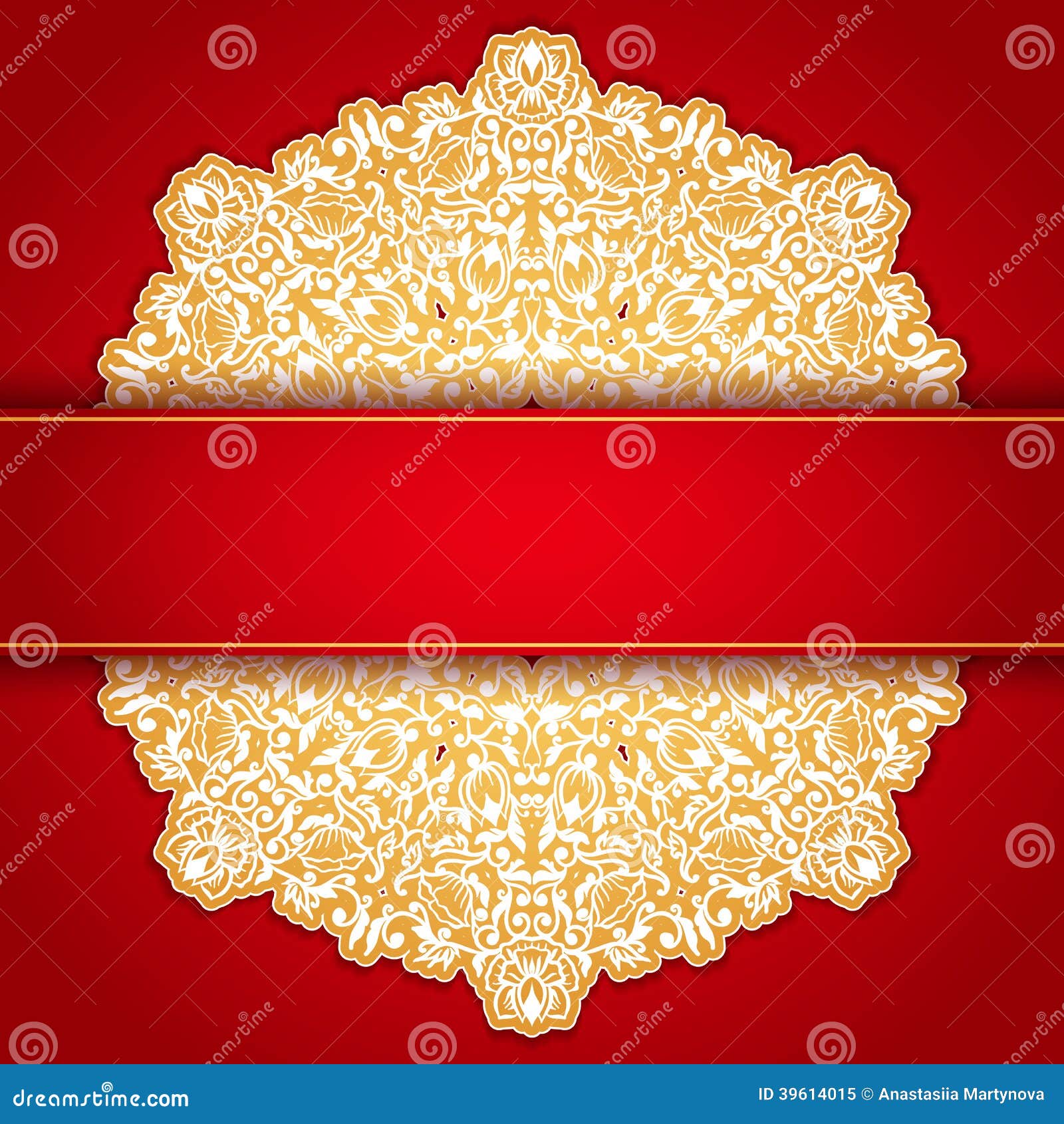 Gold and Red Round Ornament Invitation Pattern Stock Vector ...