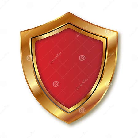 Gold and red shield stock vector. Illustration of icon - 14085574