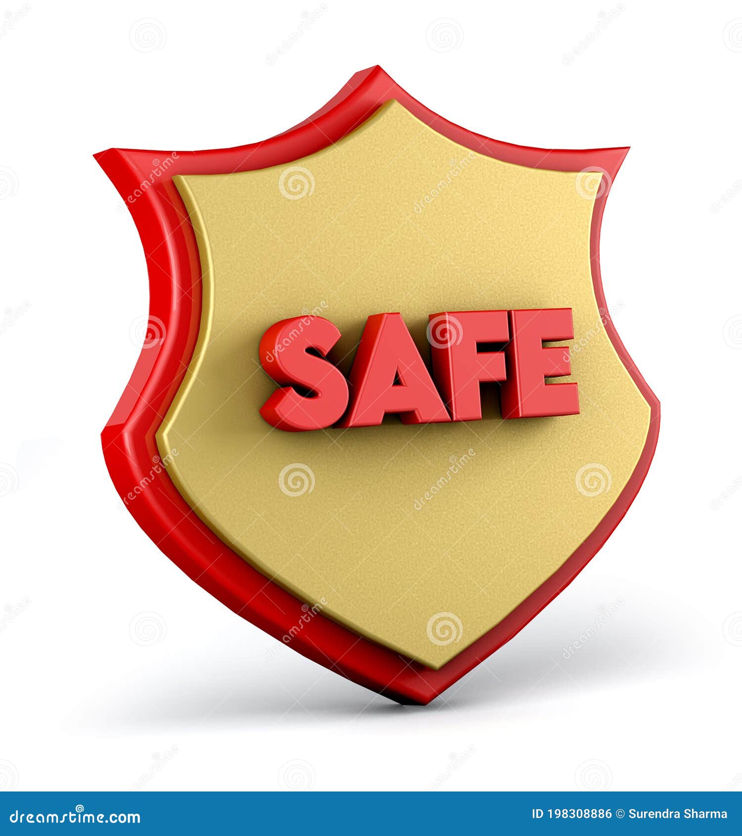 Gold and Red Shield with Safe Word Isolated on White Background. Shield ...