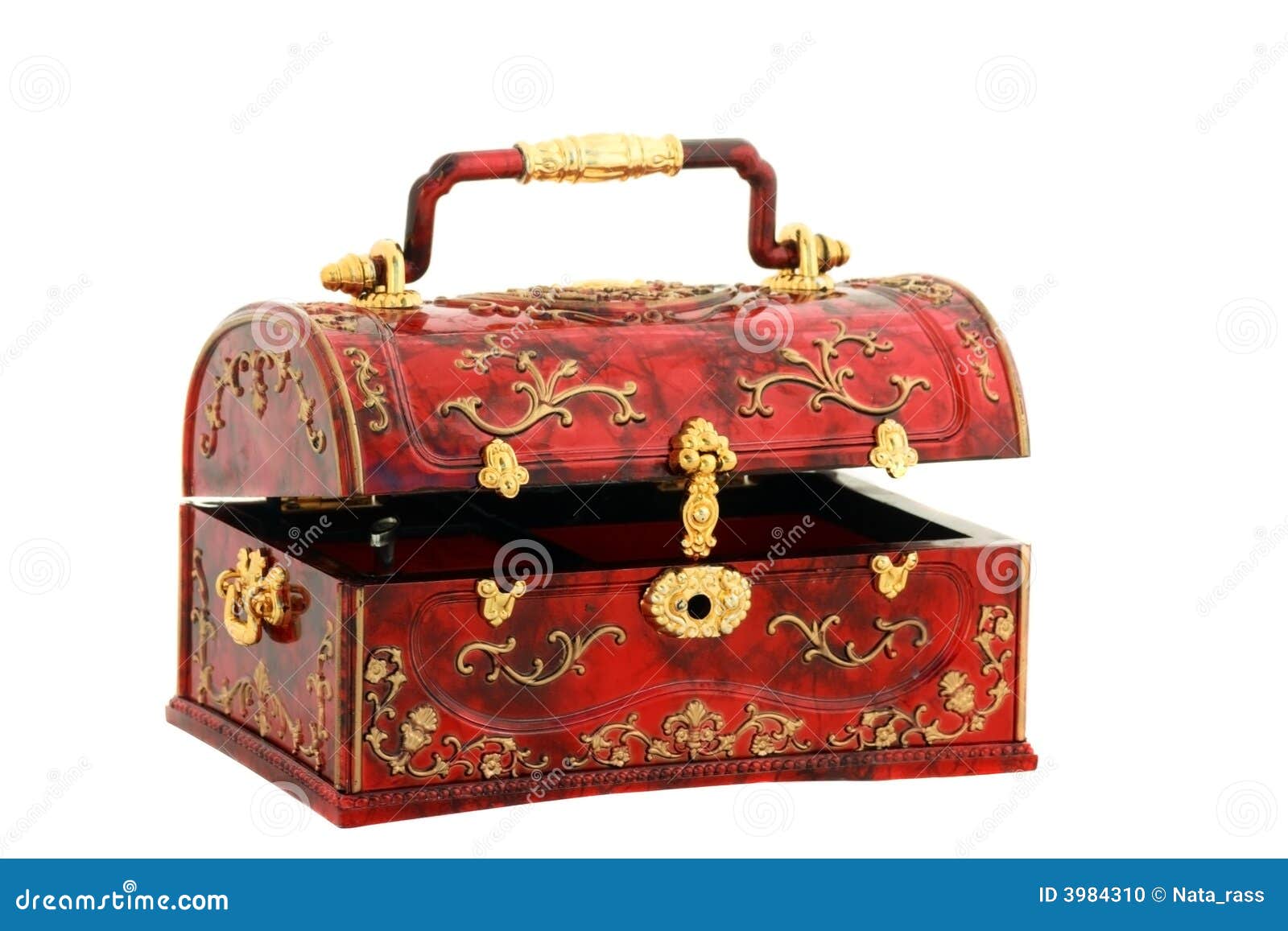 Gold and Red Treasure Chest Stock Photo - Image of isolated, handle ...
