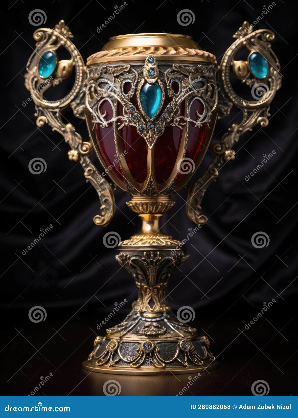 A Gold and Red Trophy with Blue Gems Stock Illustration - Illustration ...
