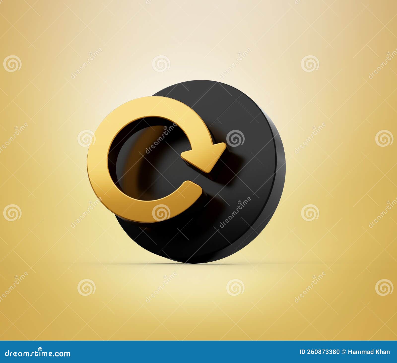 Gold Refresh, Reload, Rotate Icon Dispatching from Black Icon 3d ...
