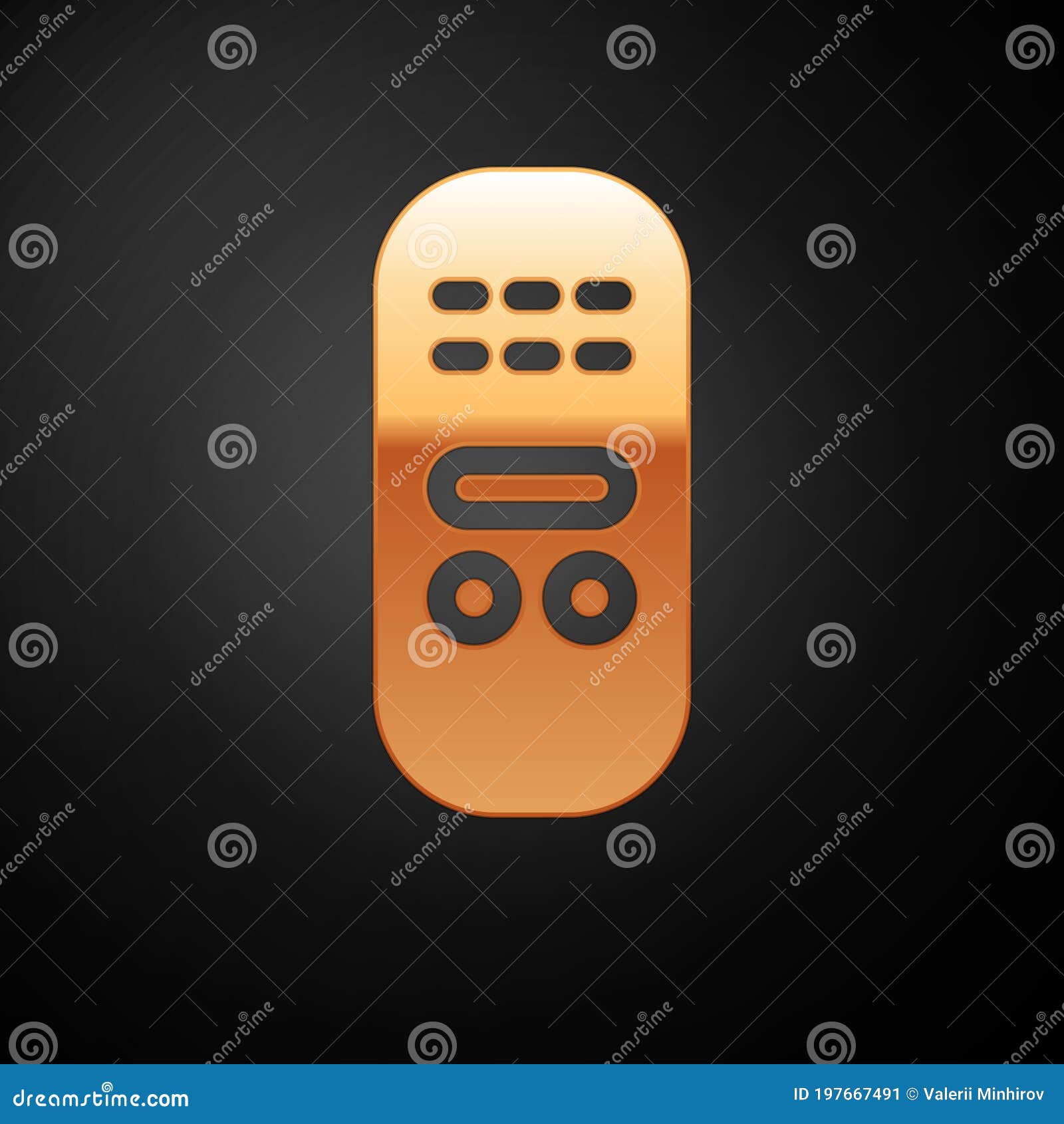 Gold Remote Control Icon Isolated on Black Background. Vector Stock ...