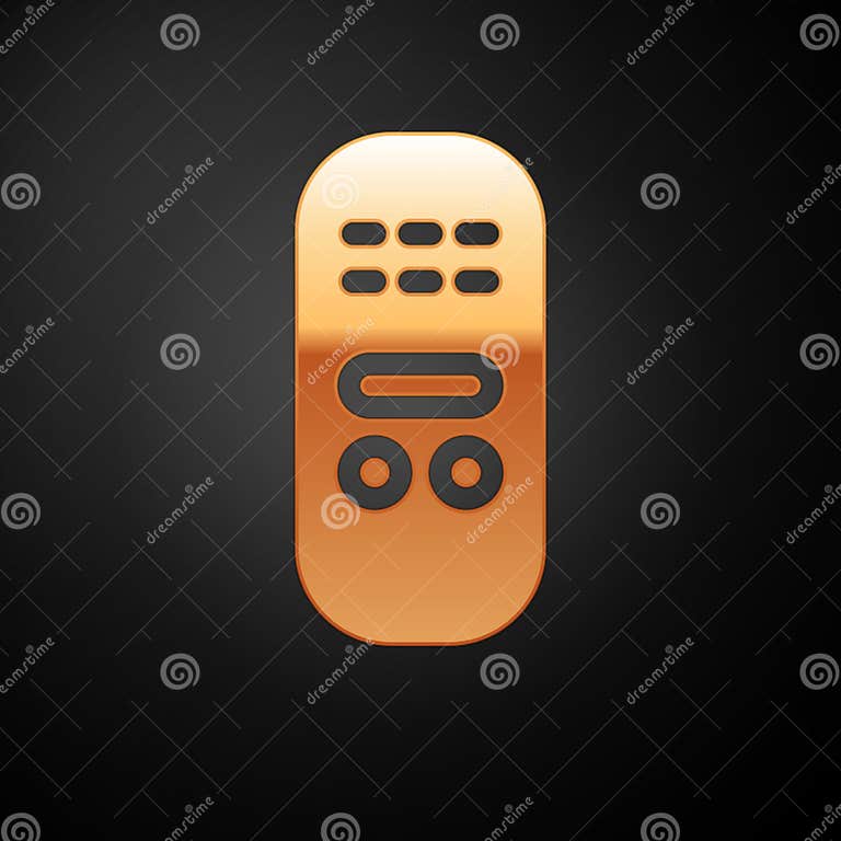 Gold Remote Control Icon Isolated on Black Background. Vector Stock ...