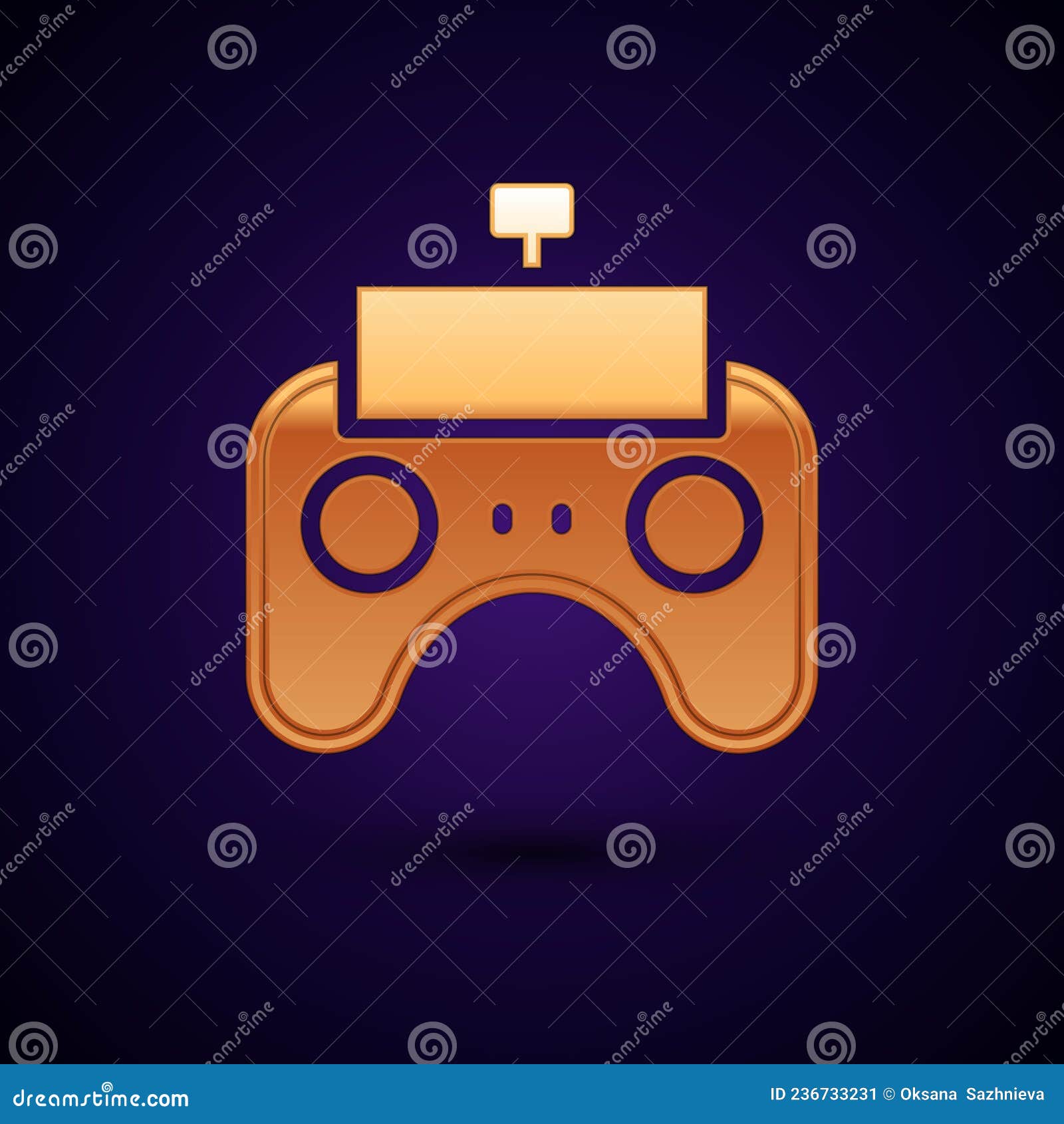 Gold Remote Control Icon Isolated on Black Background. Vector Stock ...