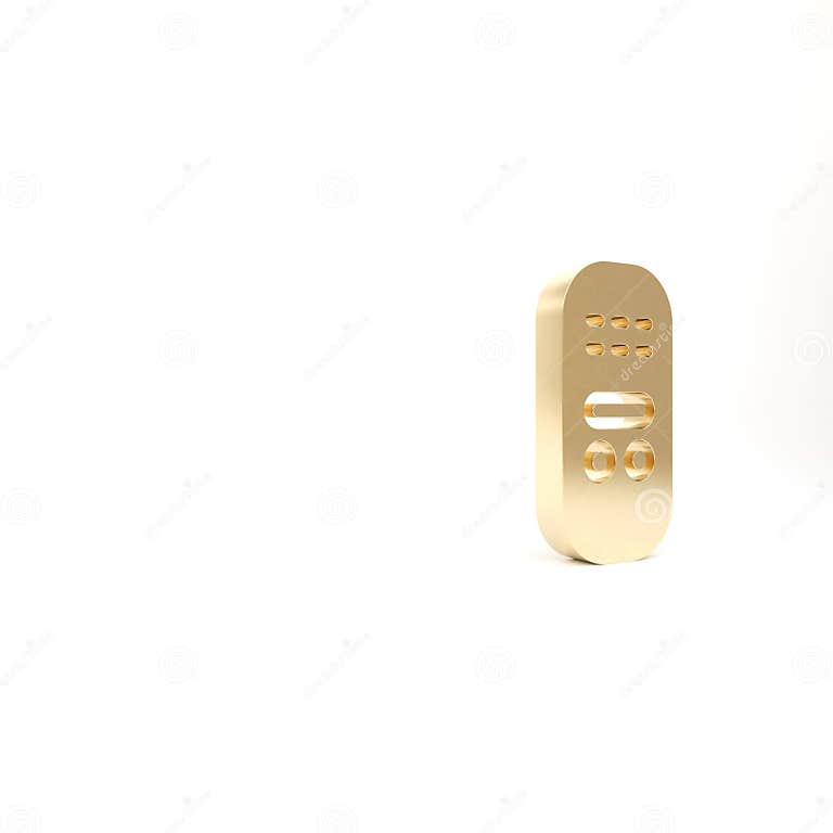 Gold Remote Control Icon Isolated on White Background. 3d Illustration ...